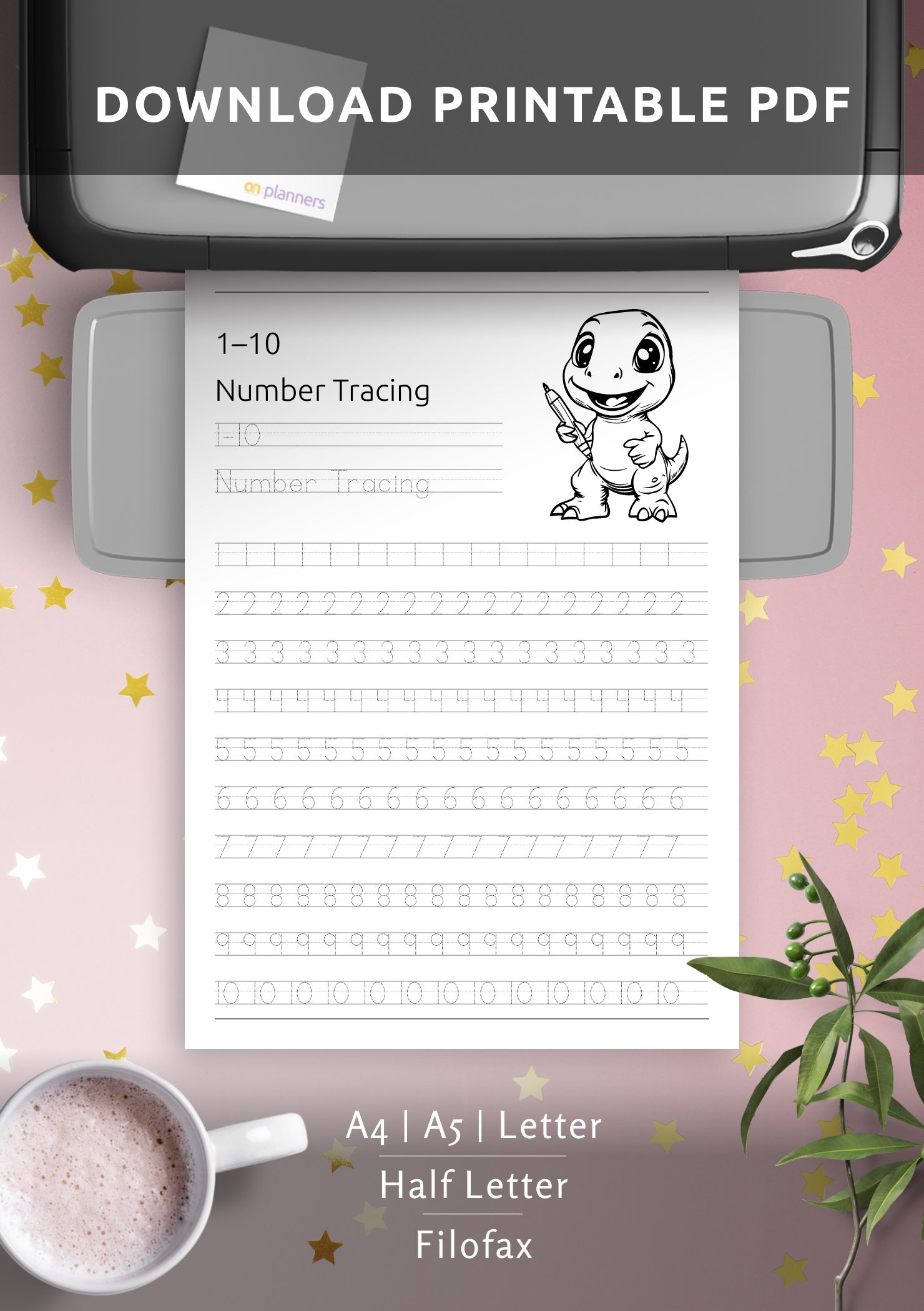 Download Number Tracing 1-10 Printable PDF