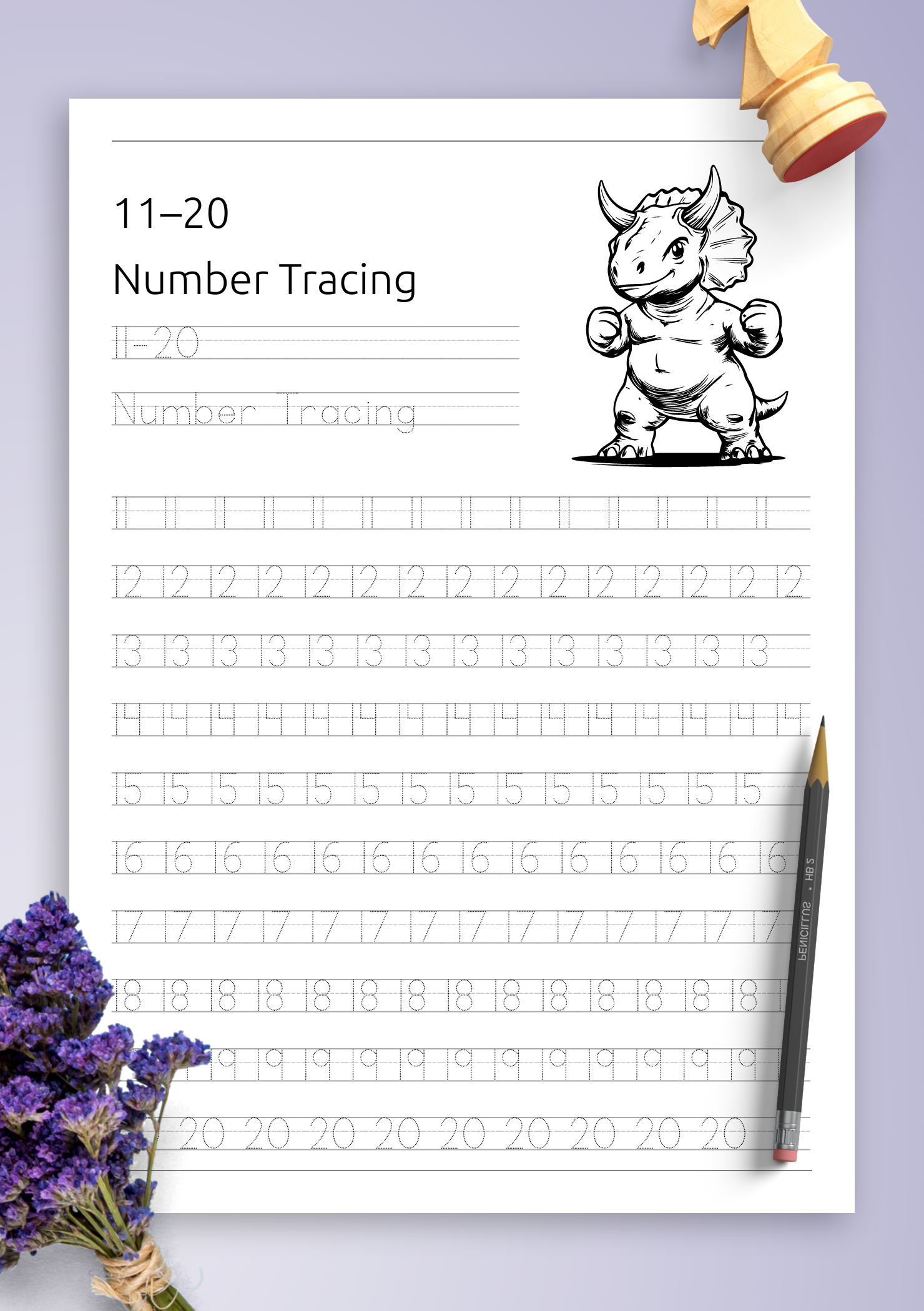 Download Number Tracing 11-20 Printable PDF