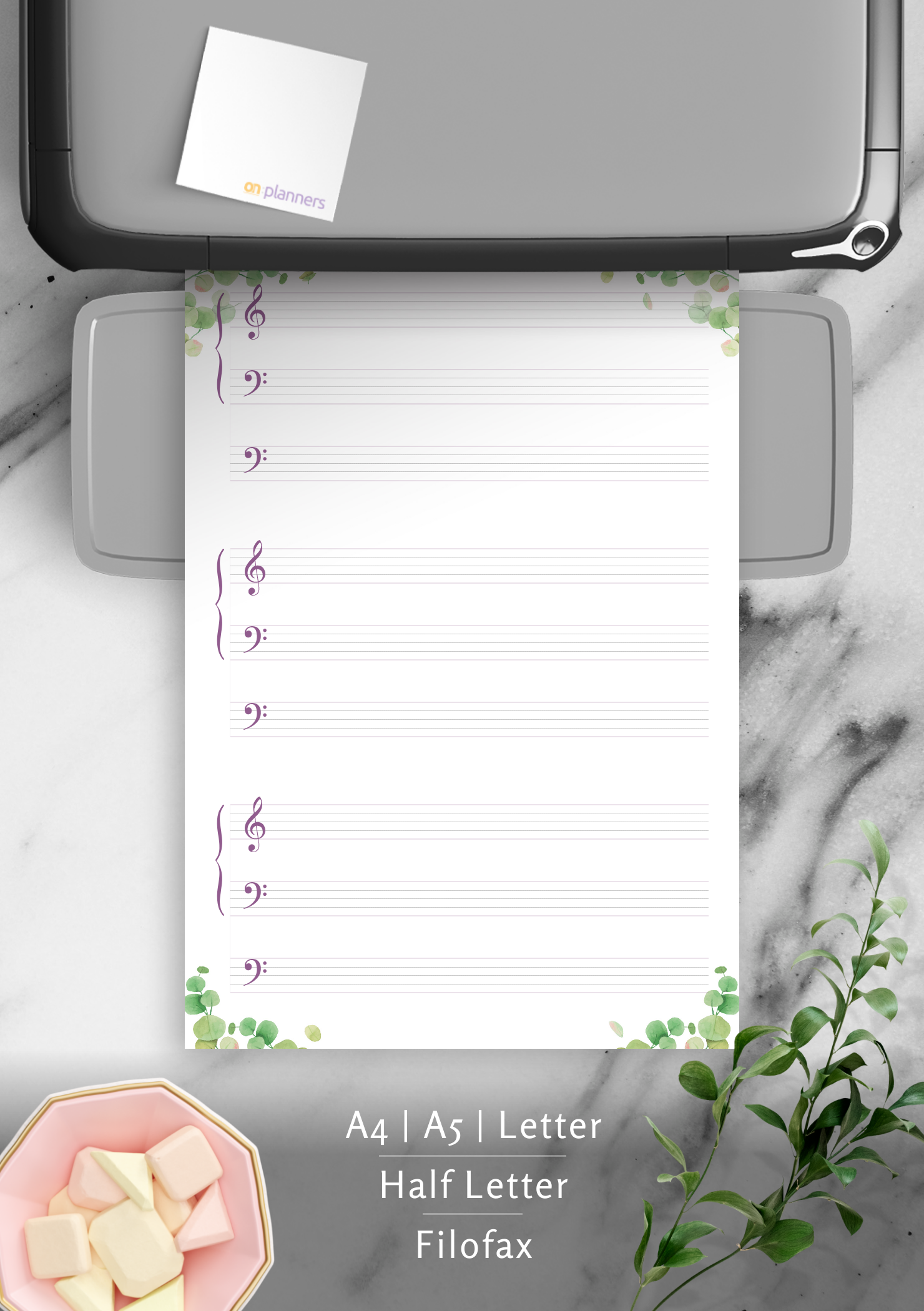 Download Organ Staff Template – Treble + Two Bass Clefs (Printable Sheet)