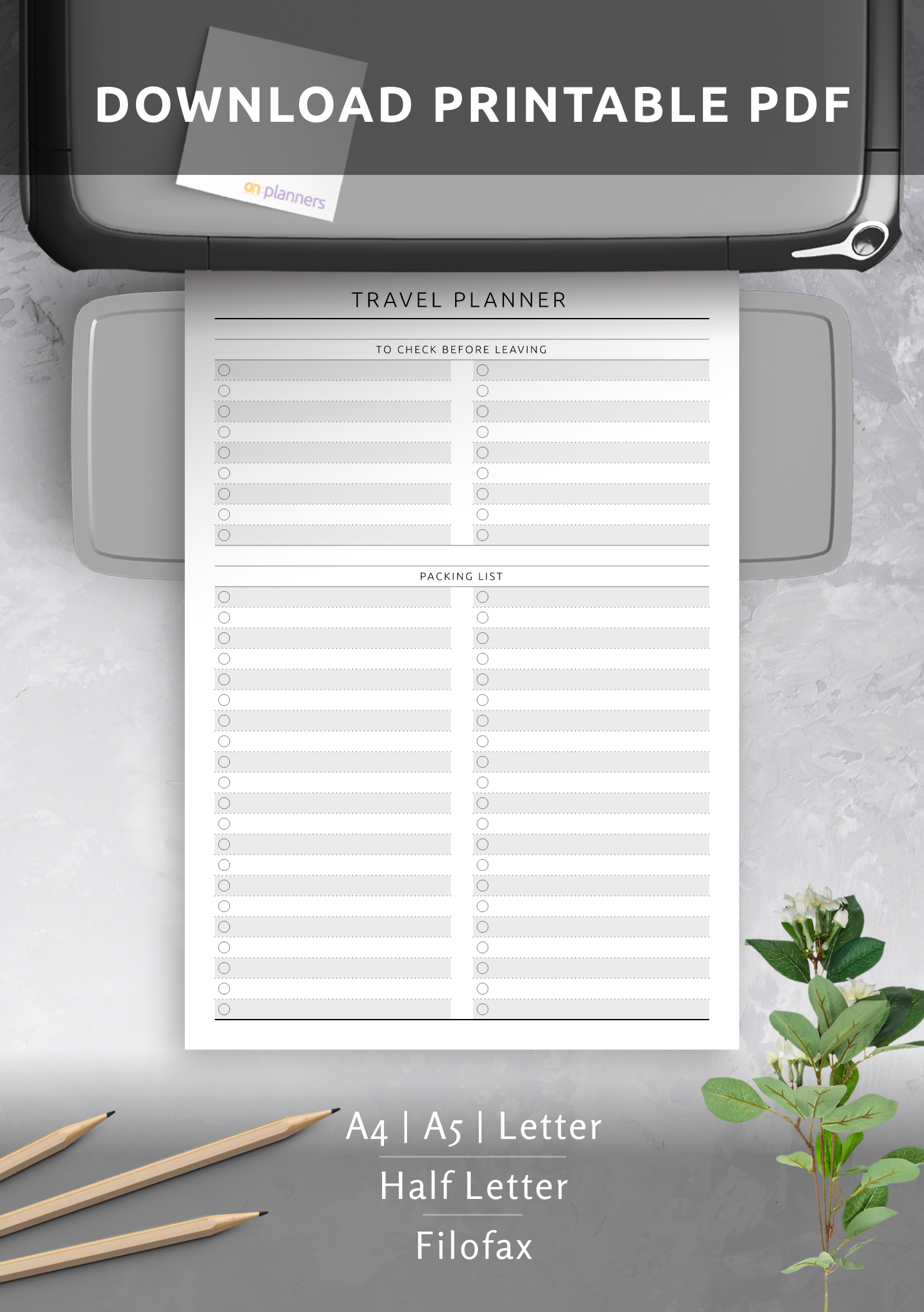 Download Printable Packing List - Original Style PDF