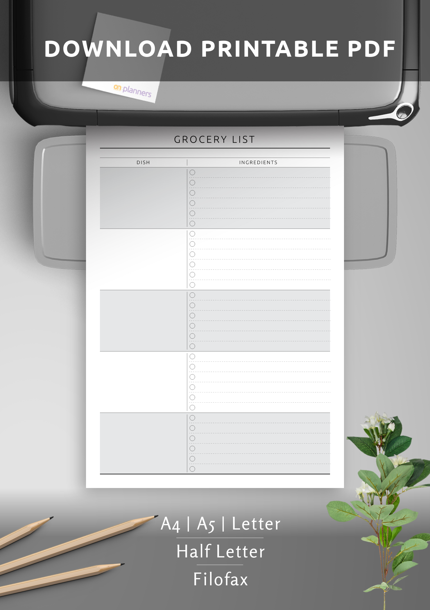 Download Printable Party Grocery List - Original Style PDF