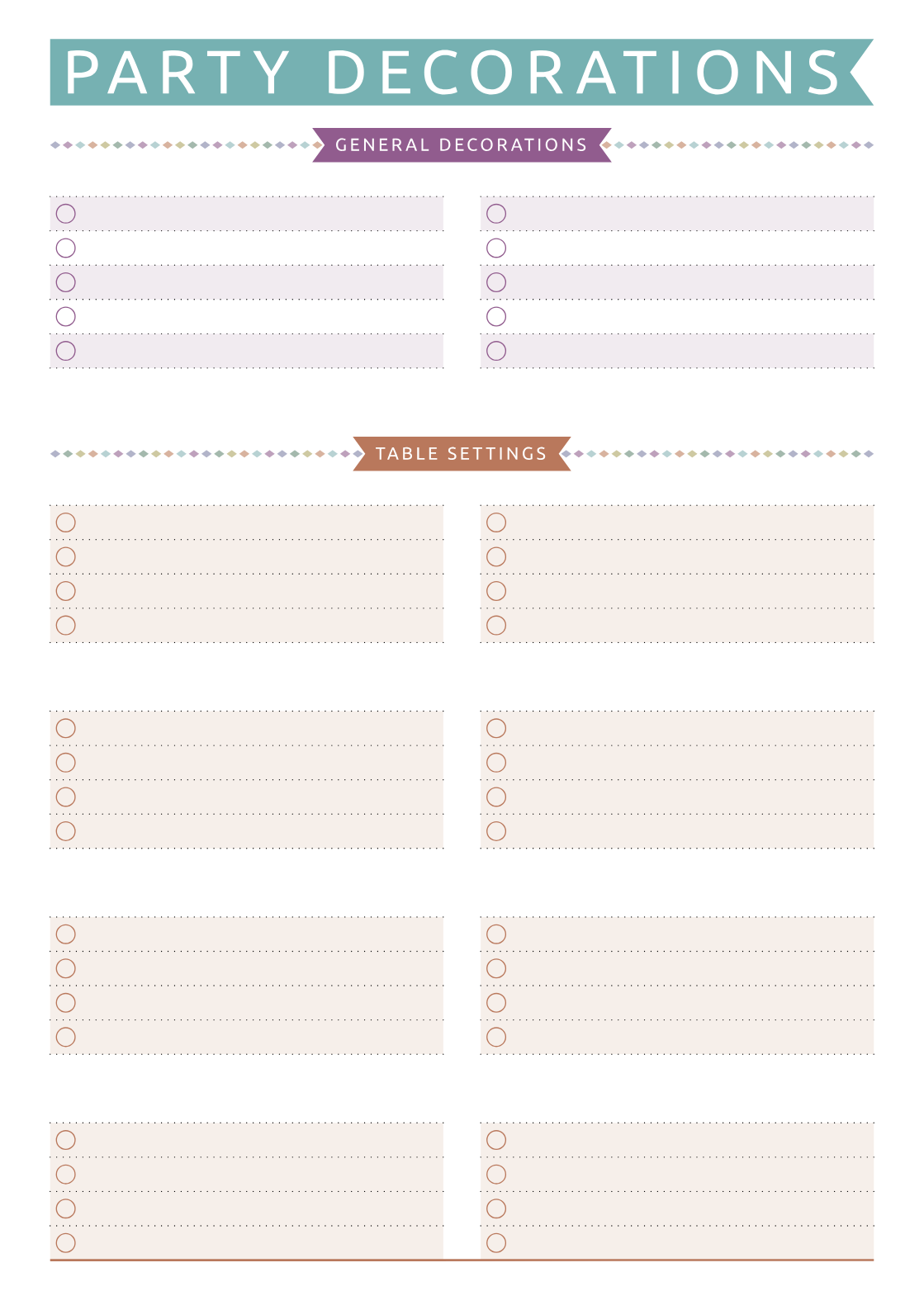 Download Printable Party Planner - Casual Style PDF