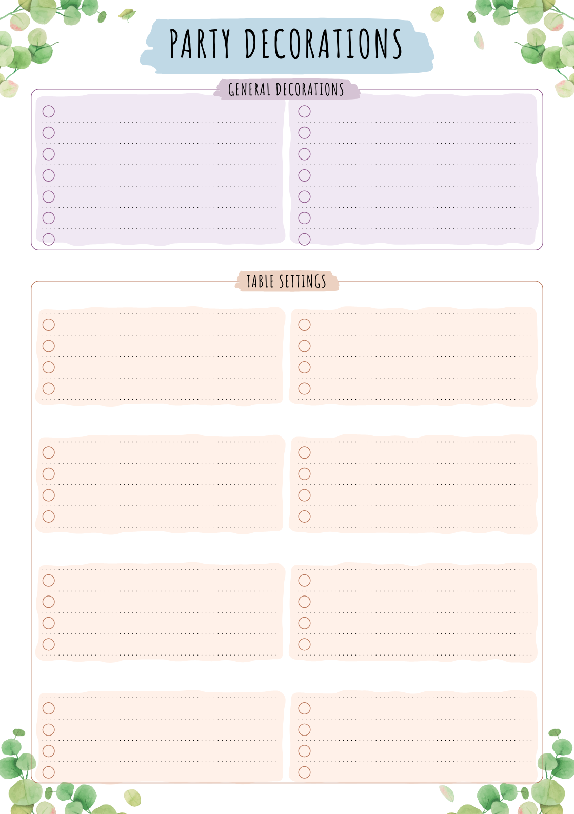Download Printable Party Planner - Floral Style PDF