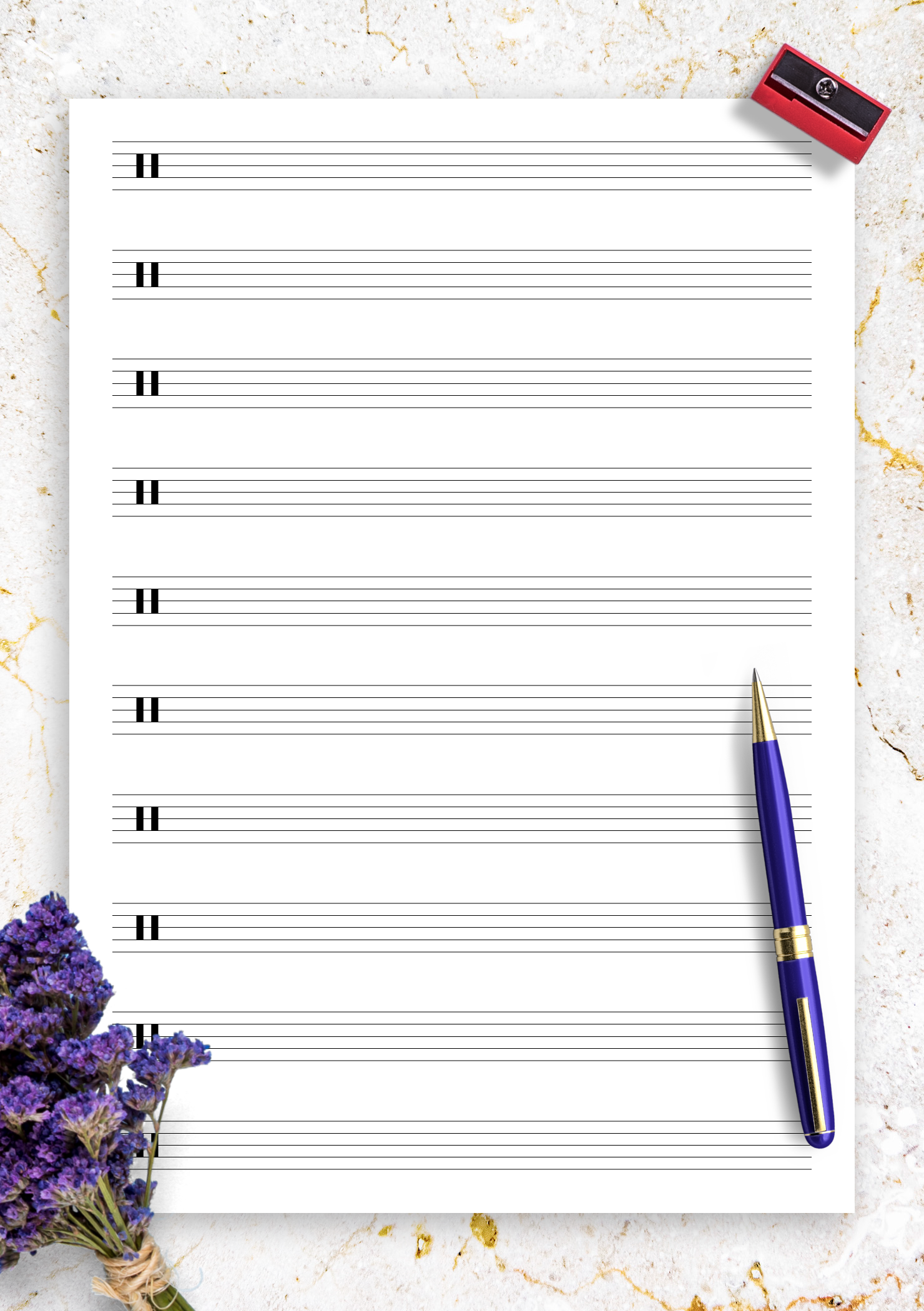 Download Percussion Staff with Alt Clef – Printable Drum Notation Sheet