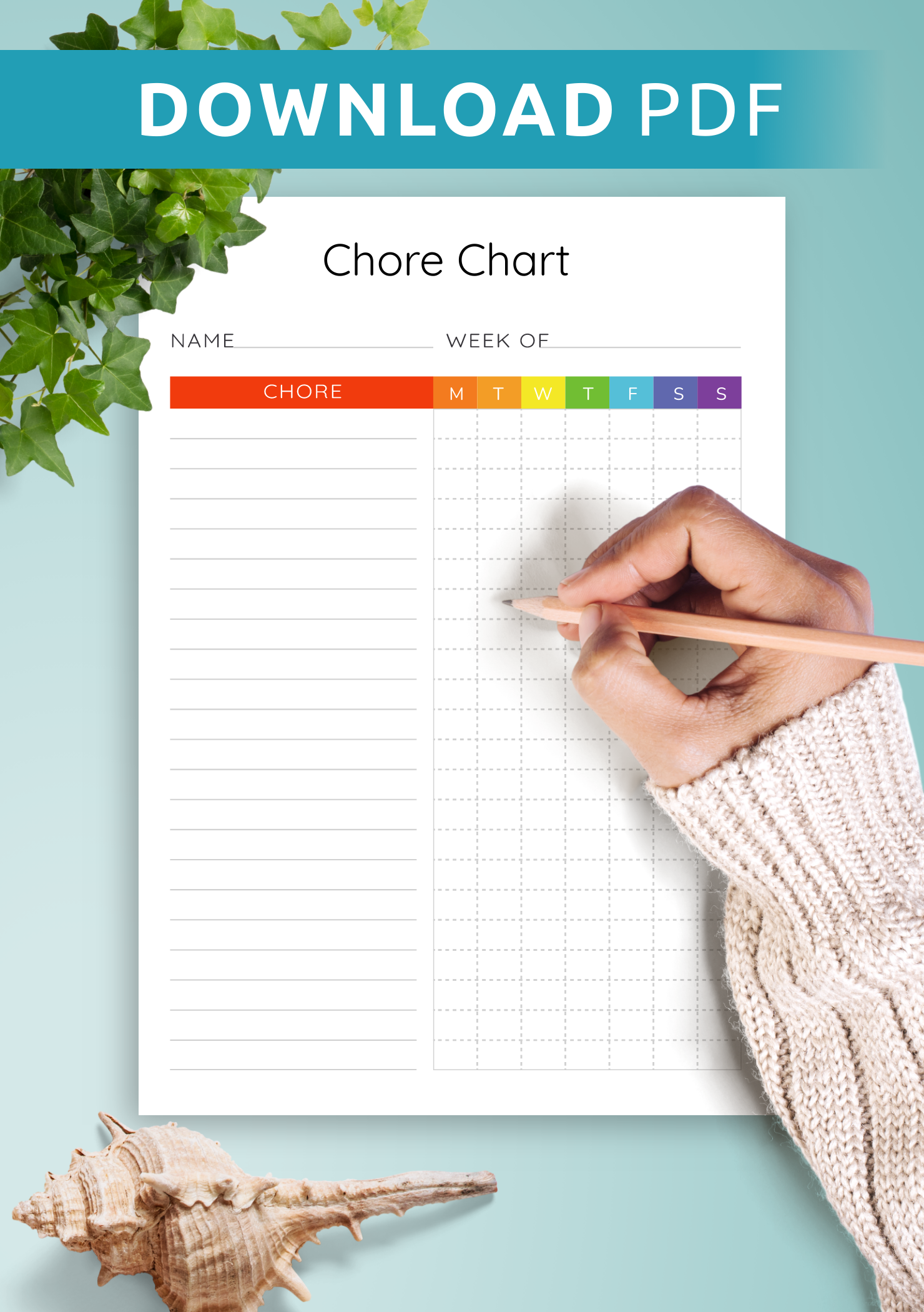 Download Printable Personal Chore Chart Template PDF
