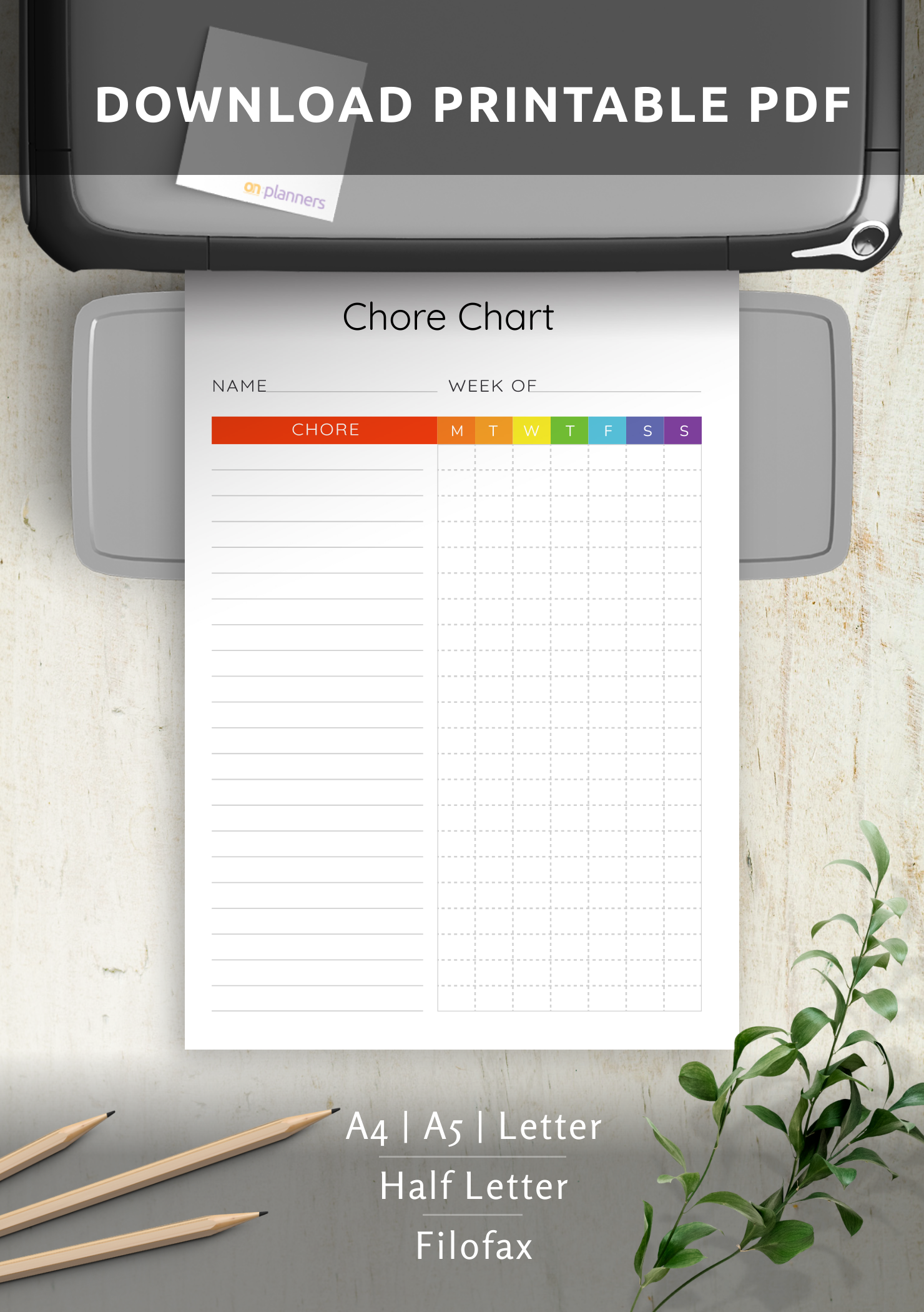 Download Printable Personal Chore Chart Template PDF