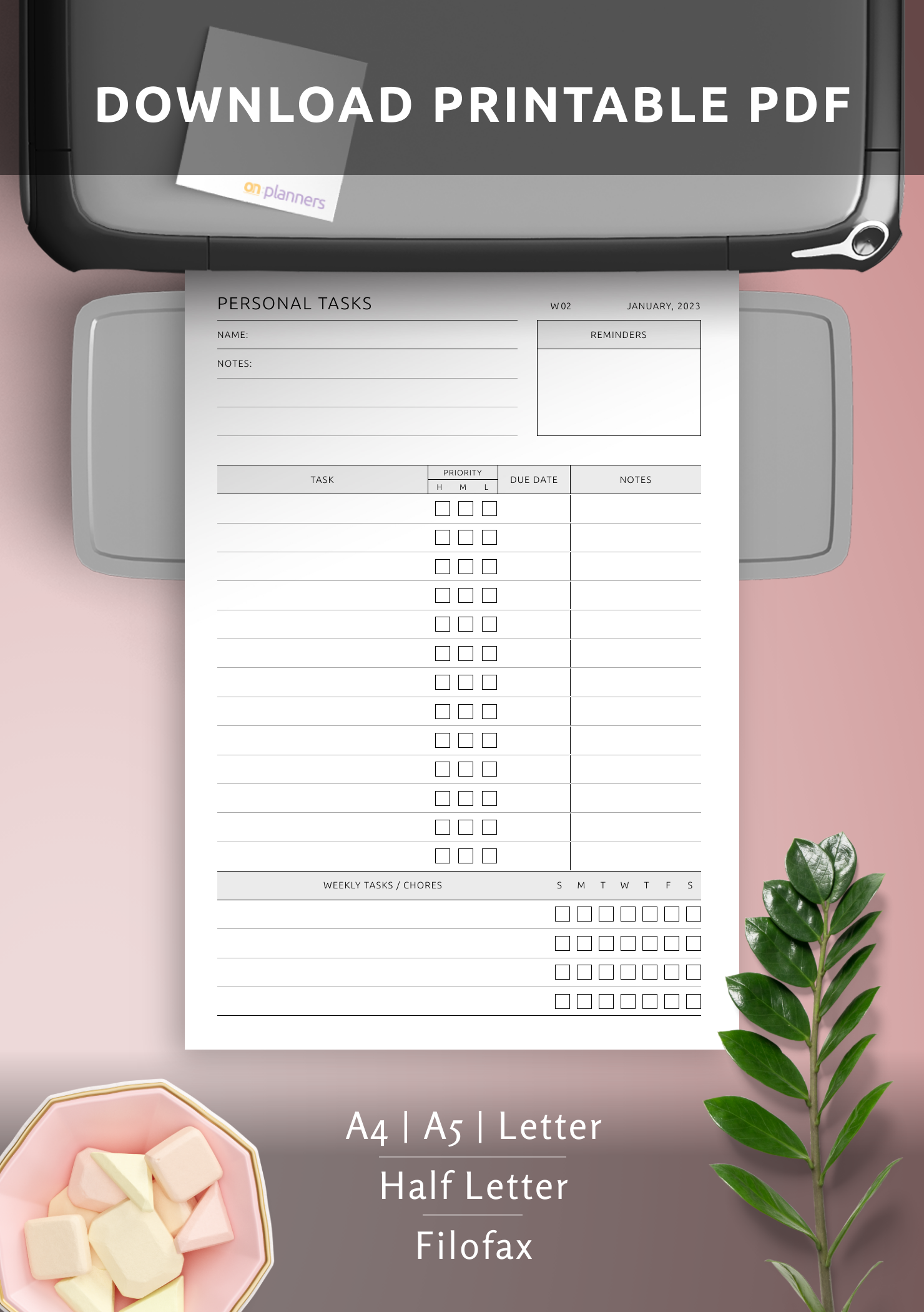 Download Printable Personal Tasks PDF