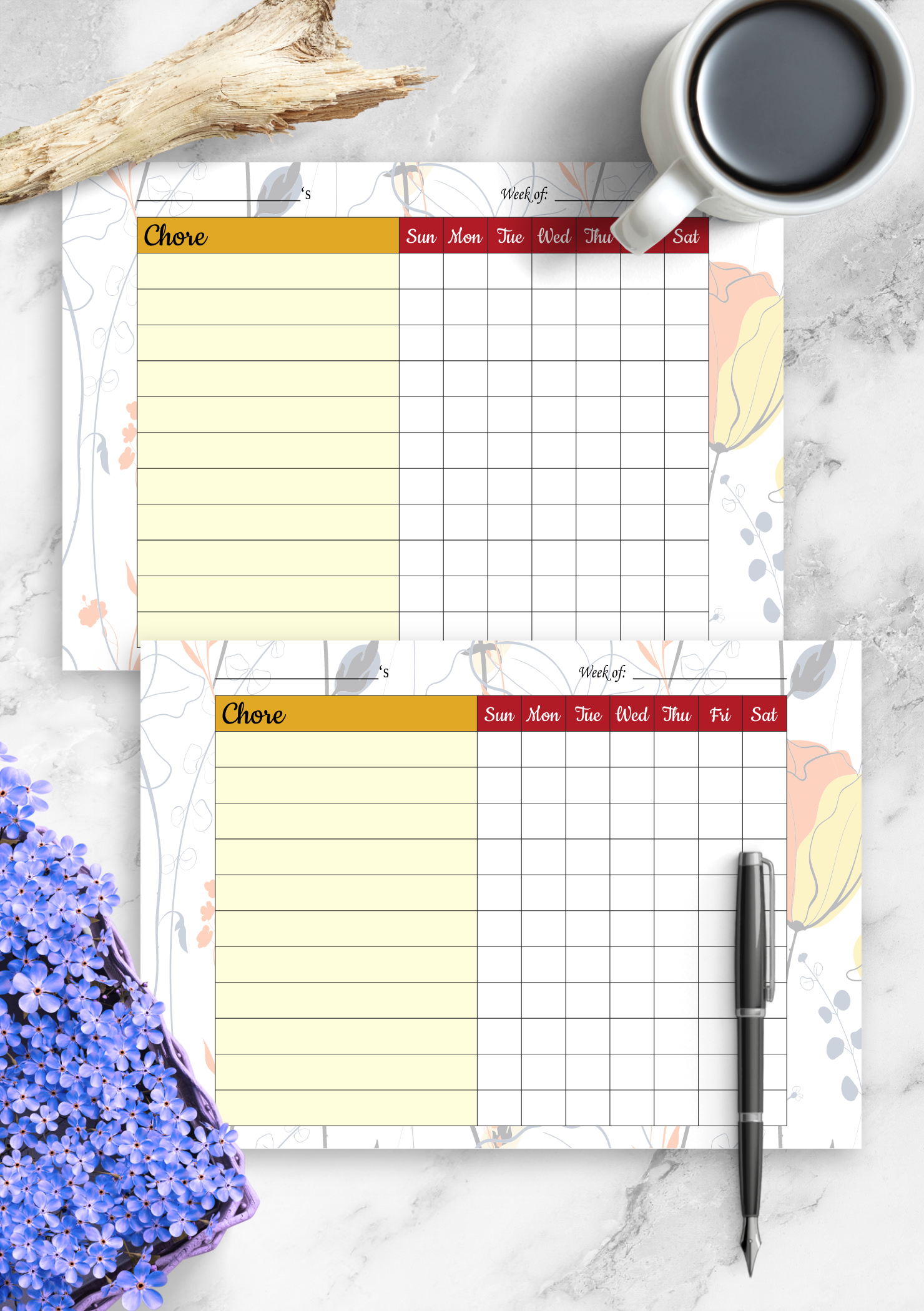 Download Printable Personal Weekly Chore Chart Template PDF
