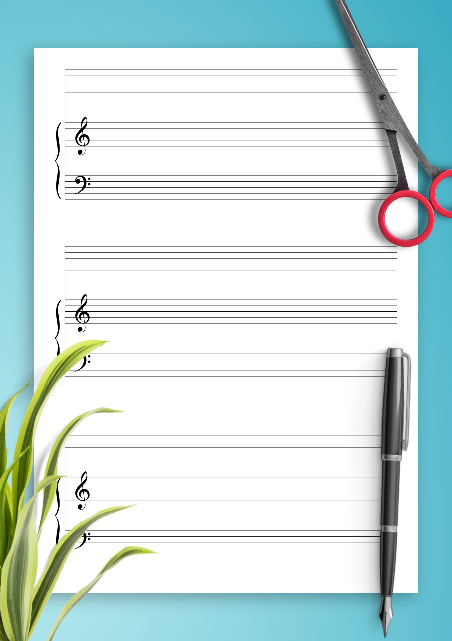 Download Piano Grand Staff with Extra Space – Printable Sheet for ...