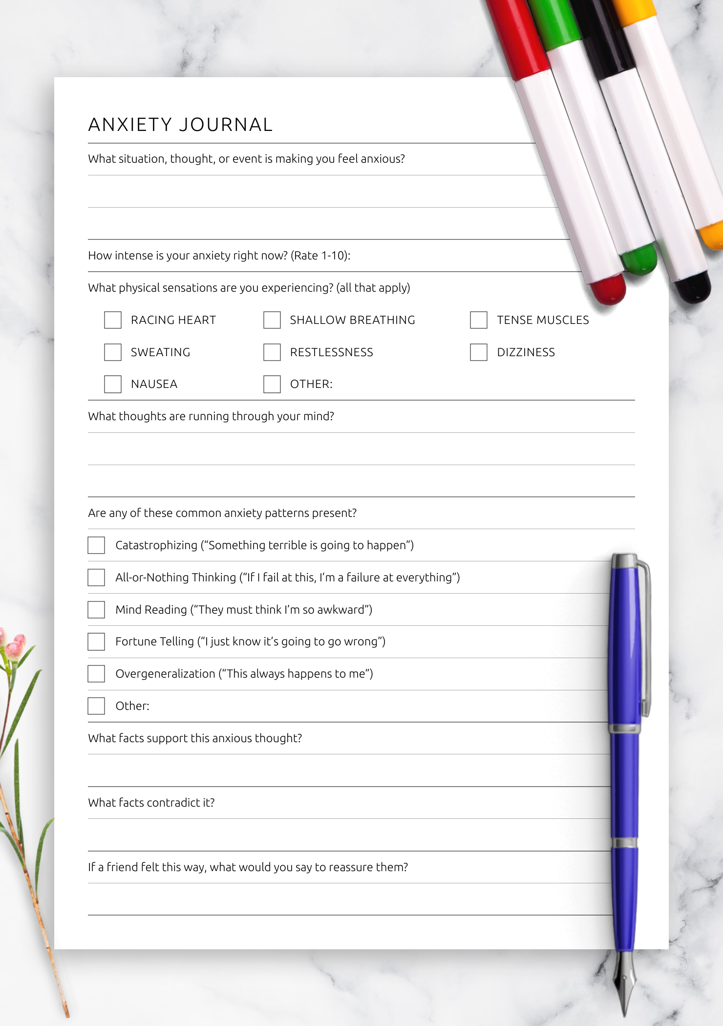 Anxiety Journal – Track Feelings & Reduce Daily Worry