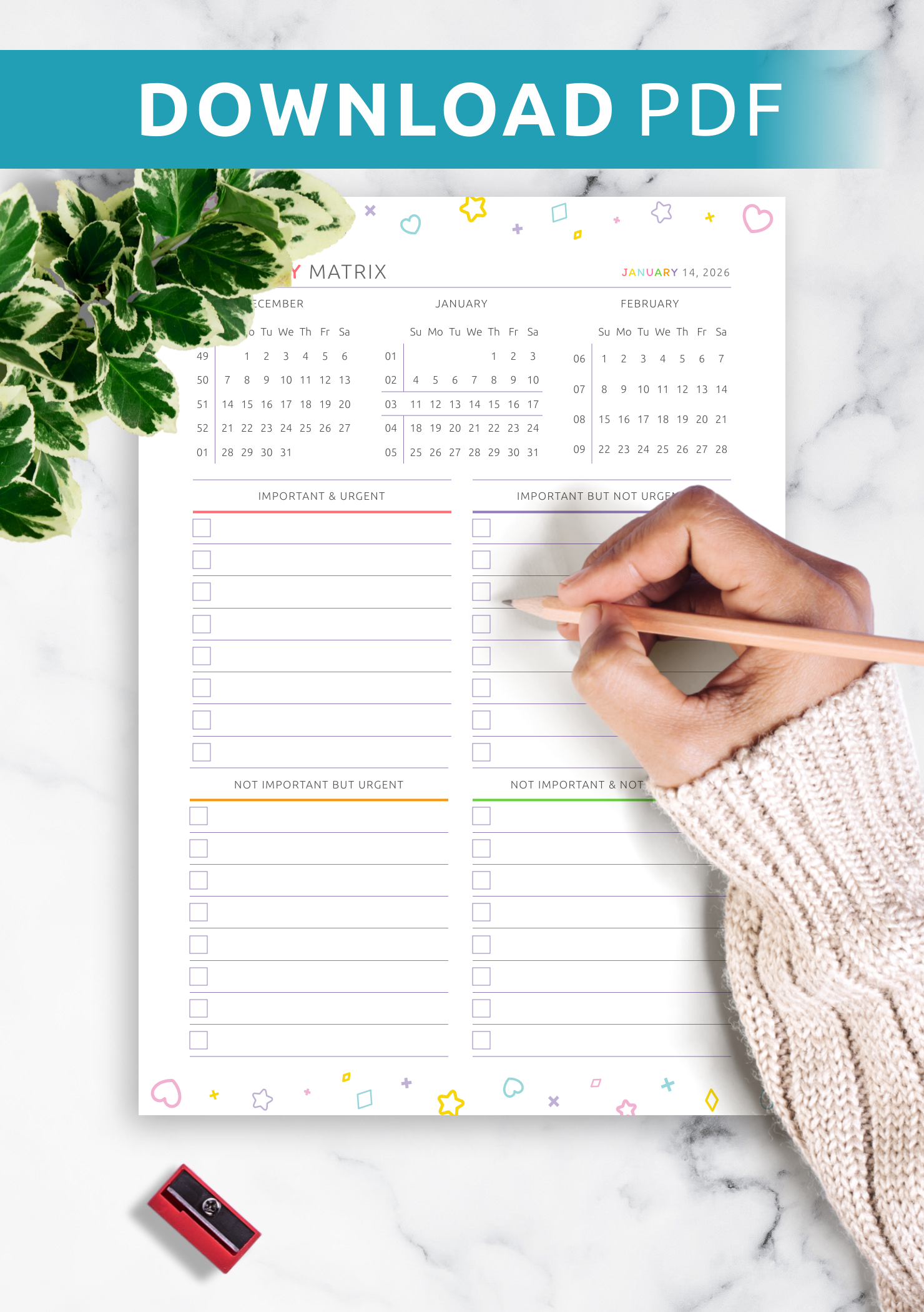 Download Printable Priority Matrix Planner PDF