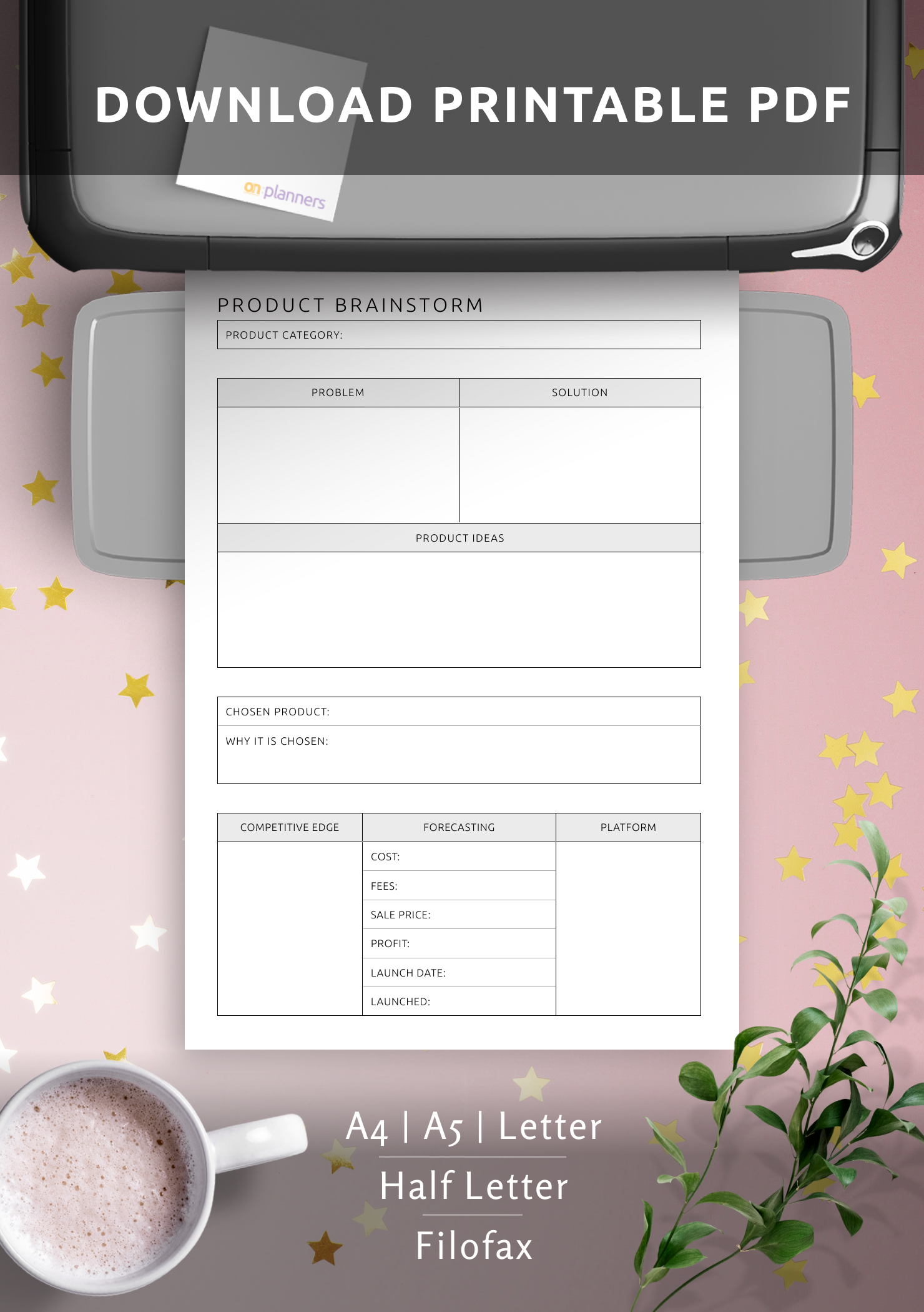 Download Printable Product Brainstorm Template PDF