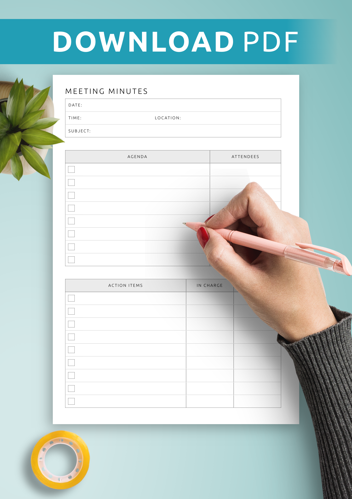 Download Printable Project Meeting Minutes Template PDF