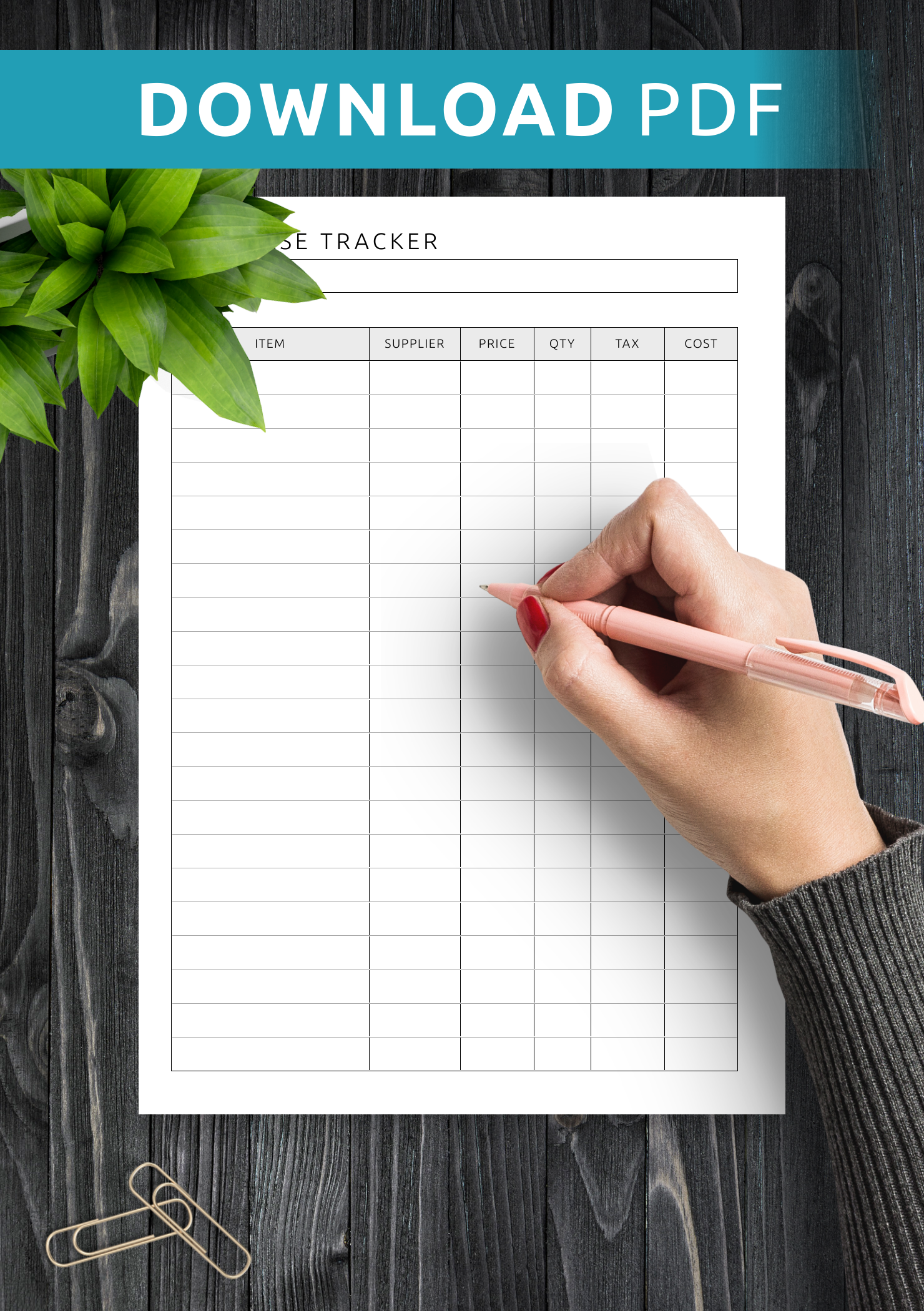 Download Printable Purchase Tracker Template PDF