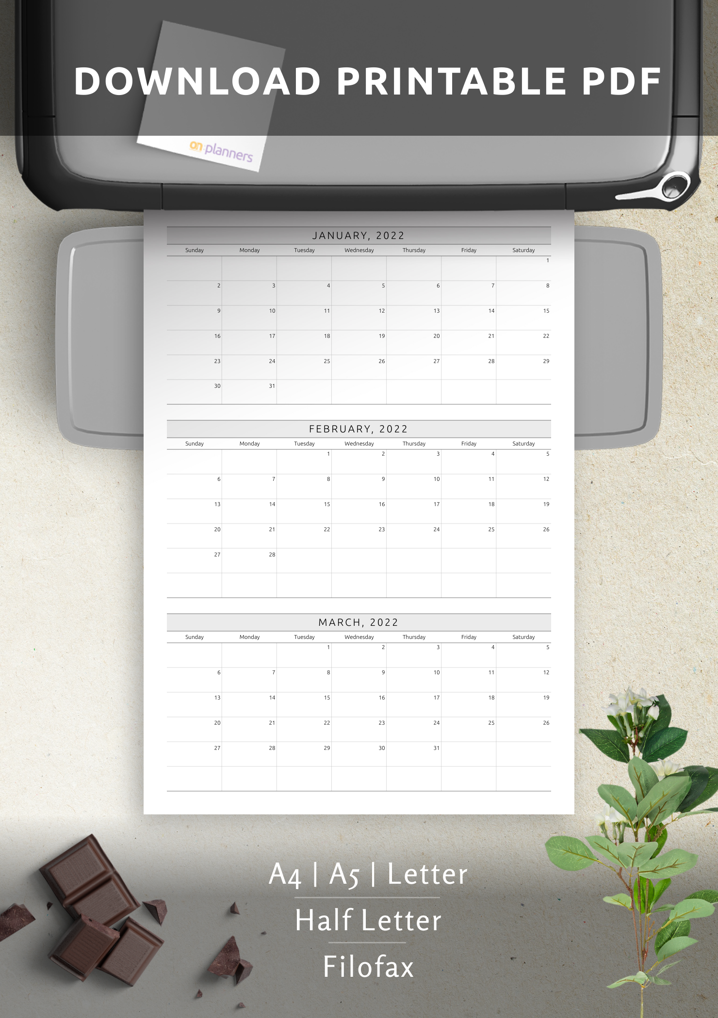 Quarterly Calendar Template – Plan 3 Months in One PDF View