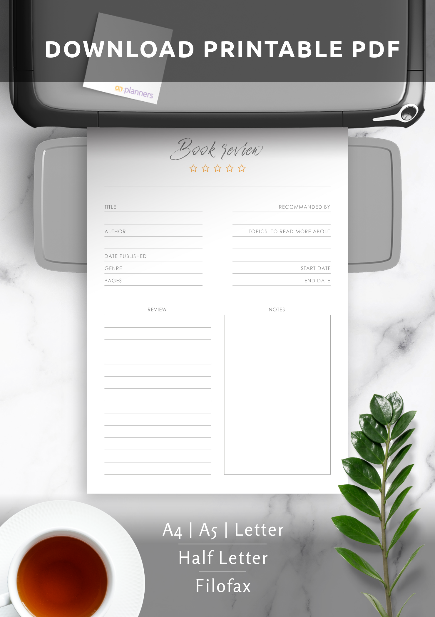 Download Printable Rating Stars Book Review Template PDF