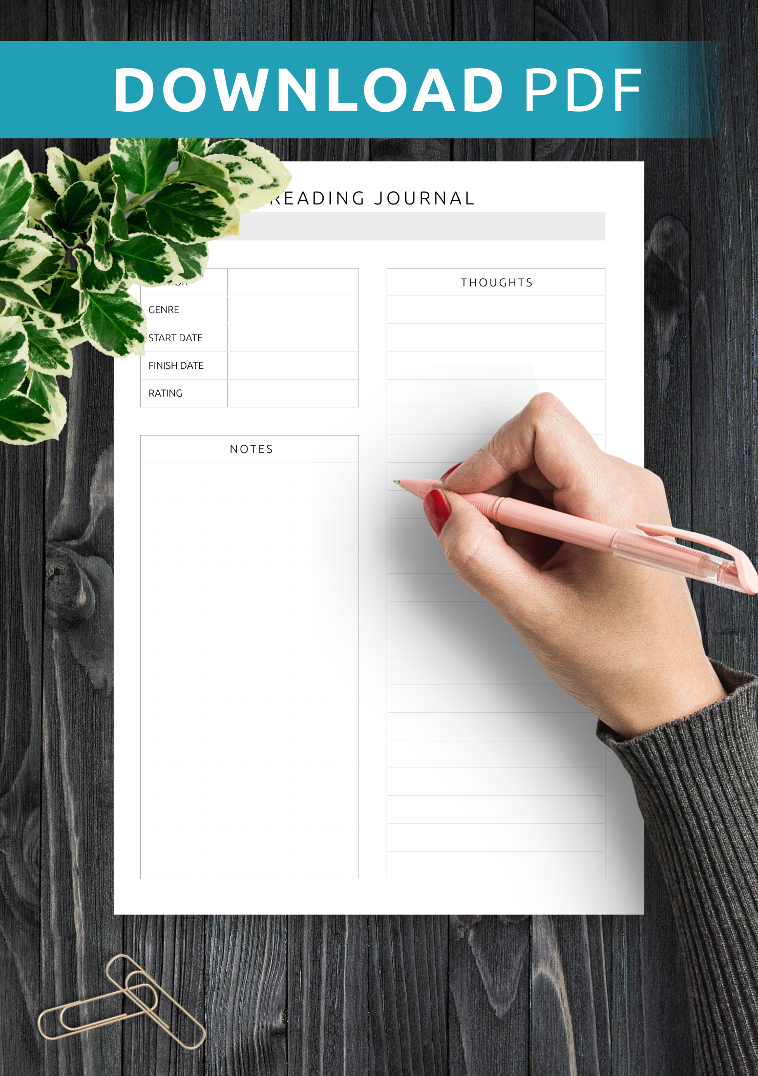Download Printable Reading Journal Template - Minimalist Style PDF
