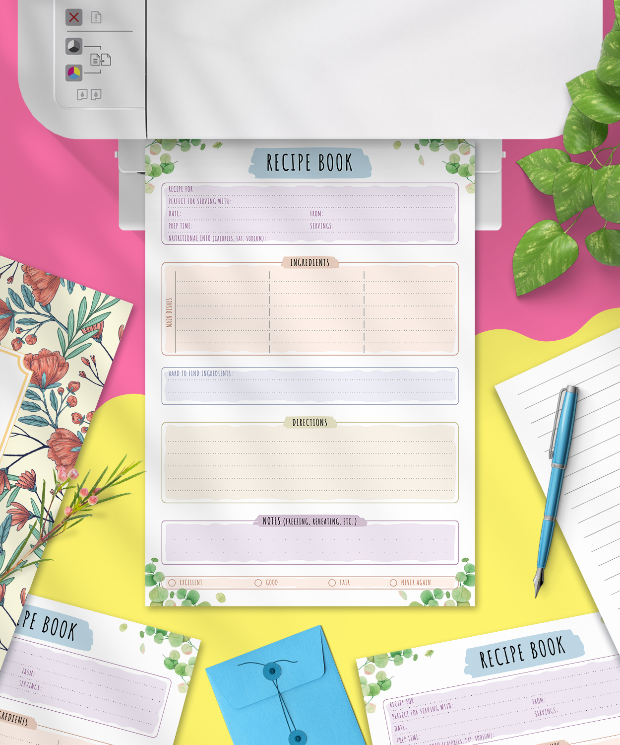 Download Printable Recipe Book - Floral Style PDF
