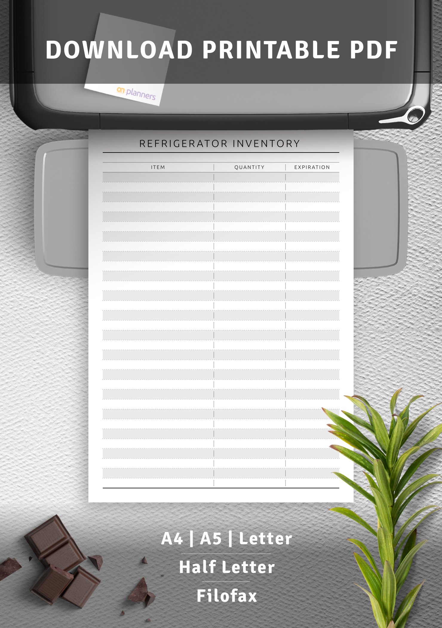 Download Printable Refrigerator Inventory - Original Style PDF