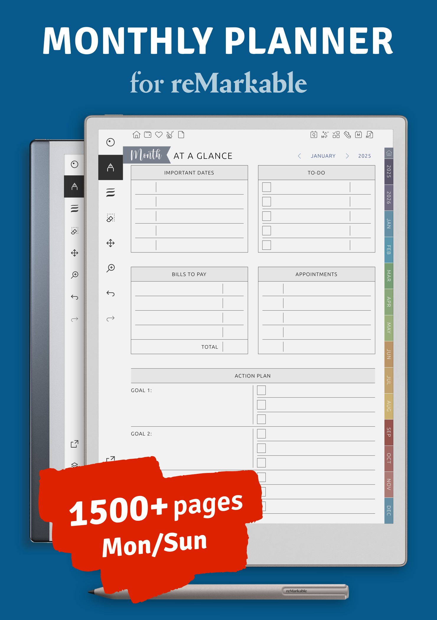 Download reMarkable Monthly Planner Template