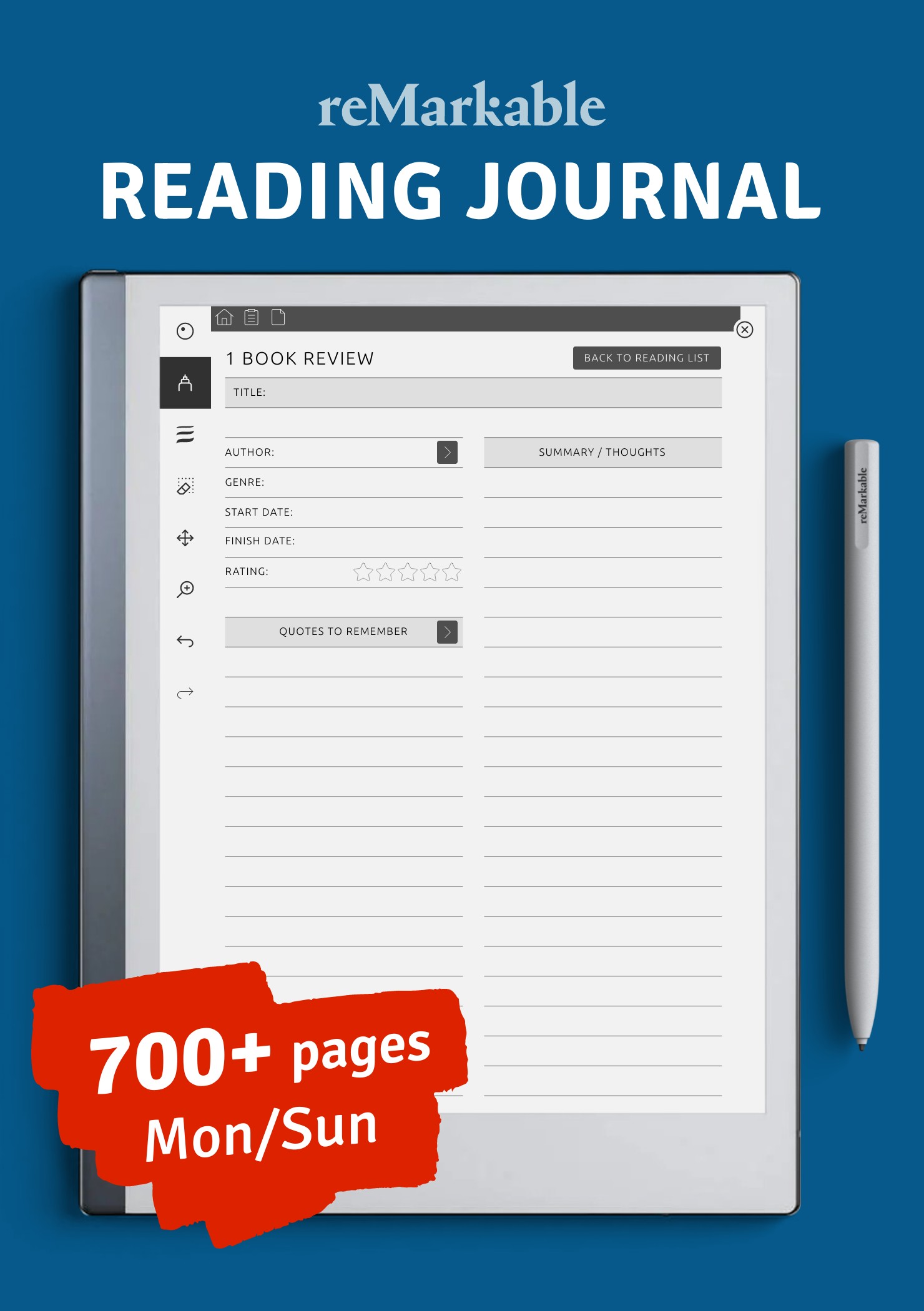 Download reMarkable Reading Journal PDF