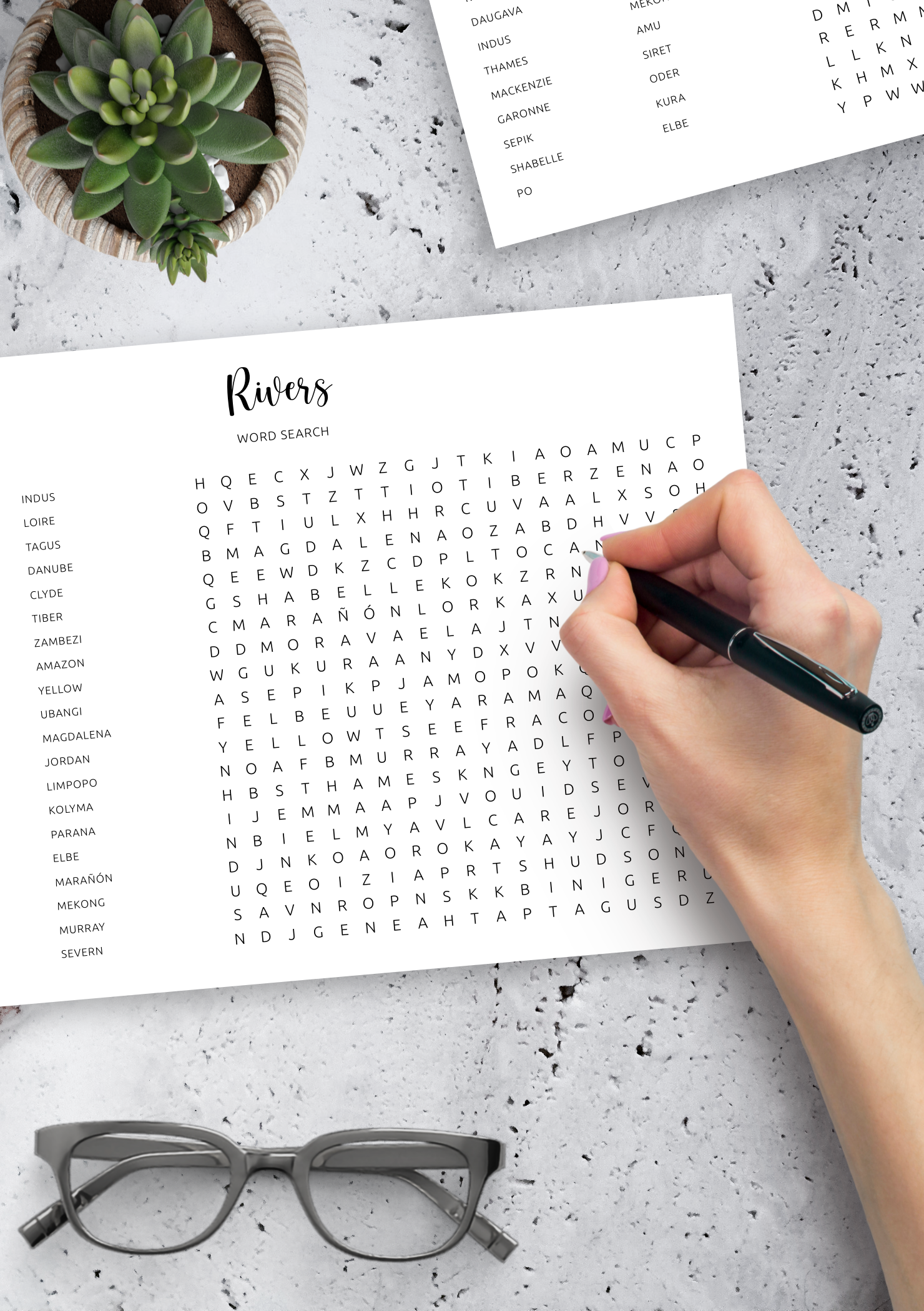 Download Printable Rivers Word Search in PDF
