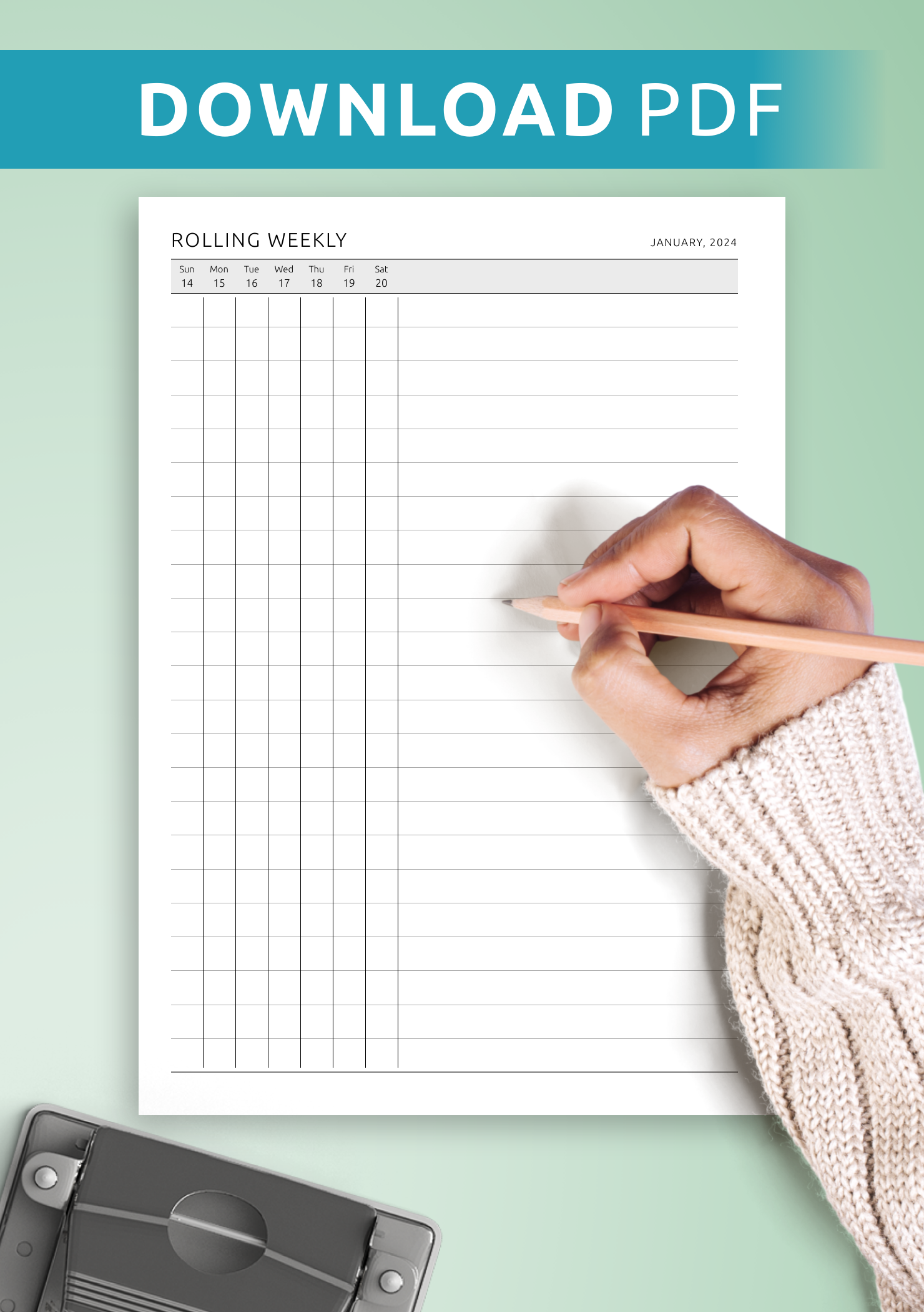 Download Printable Rolling Weekly Template PDF