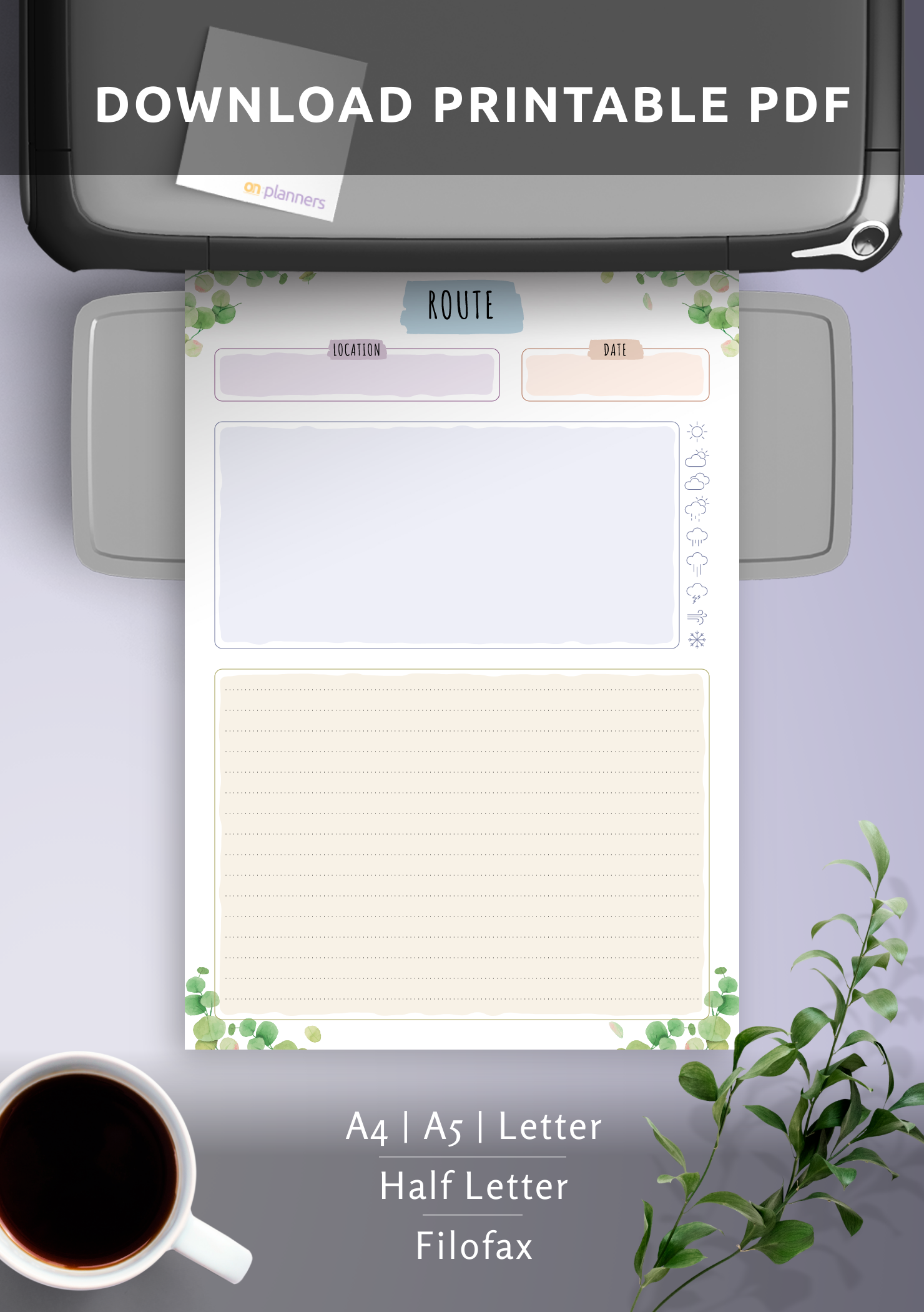 Download Printable Route Planning Template - Floral Style PDF