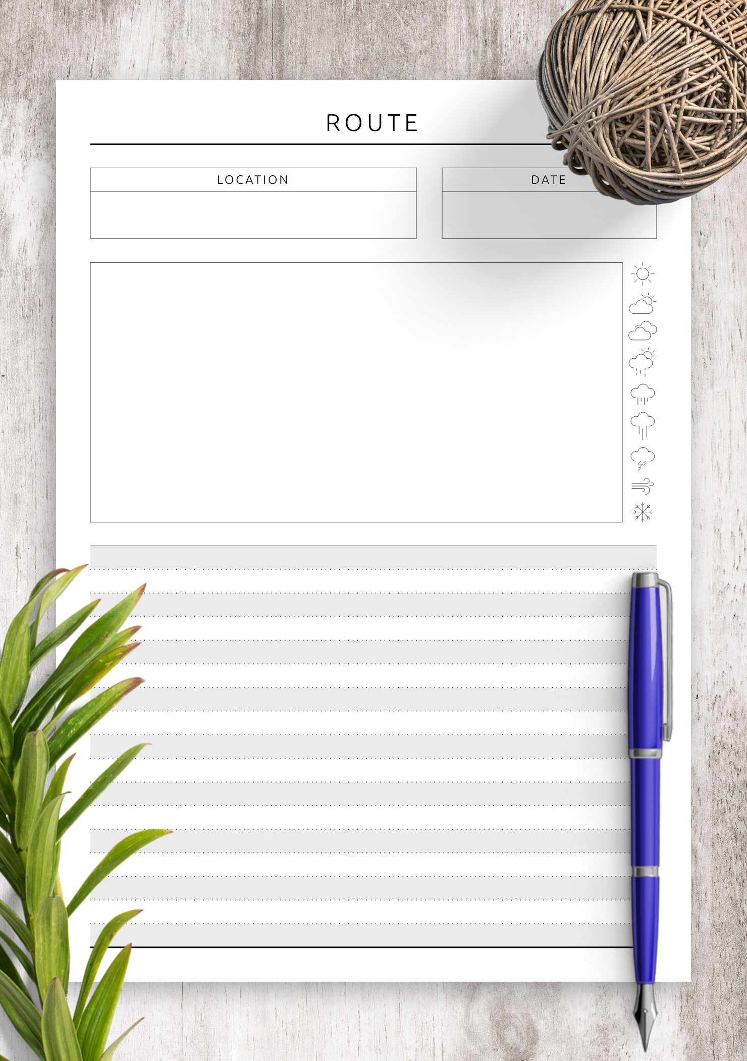 Download Printable Route Planning Template - Original Style PDF