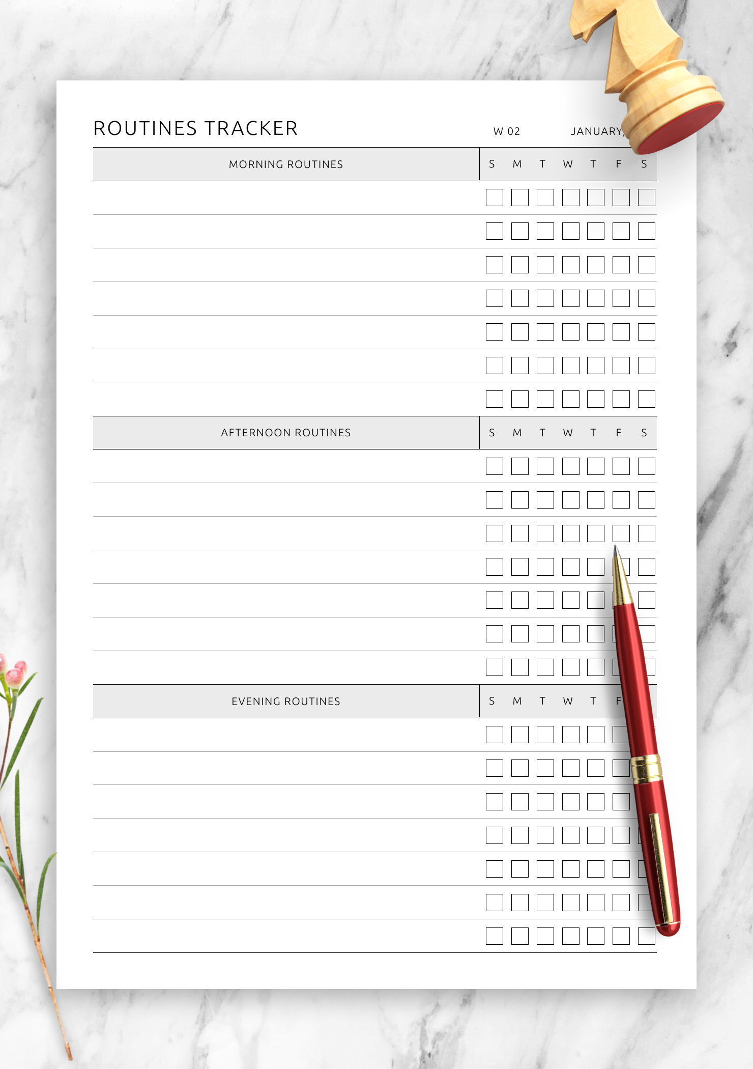 Download Printable Morning, Afternoon and Evening Routine Template PDF