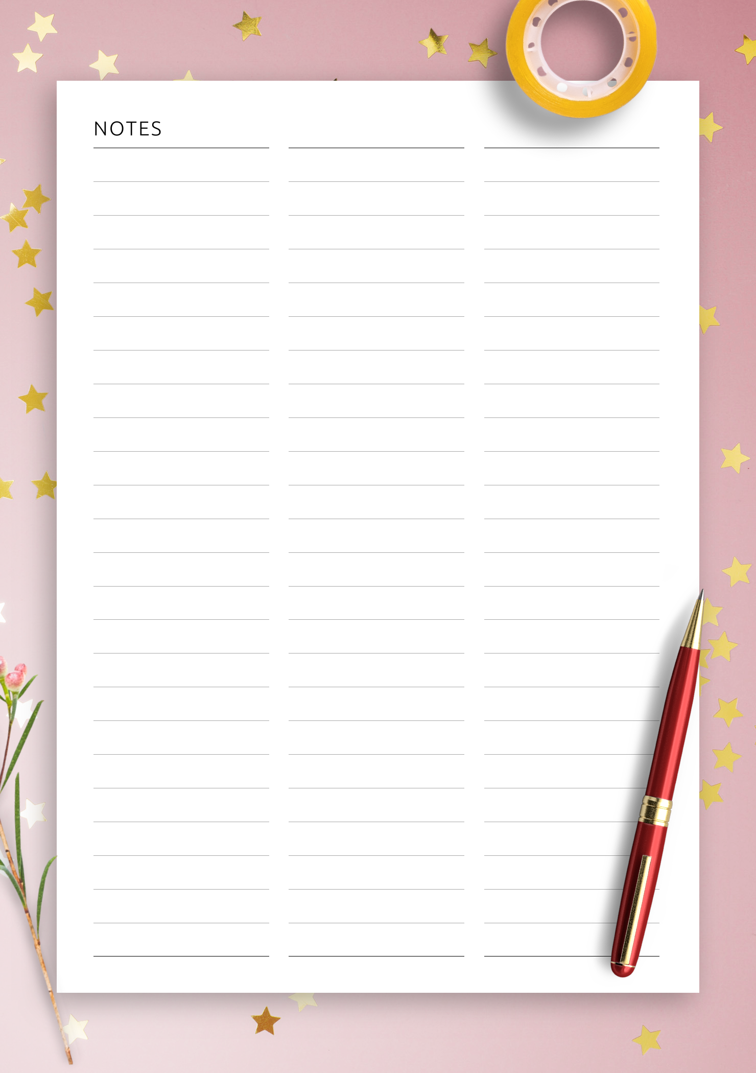 Download Printable Ruled Grid 3-Column PDF