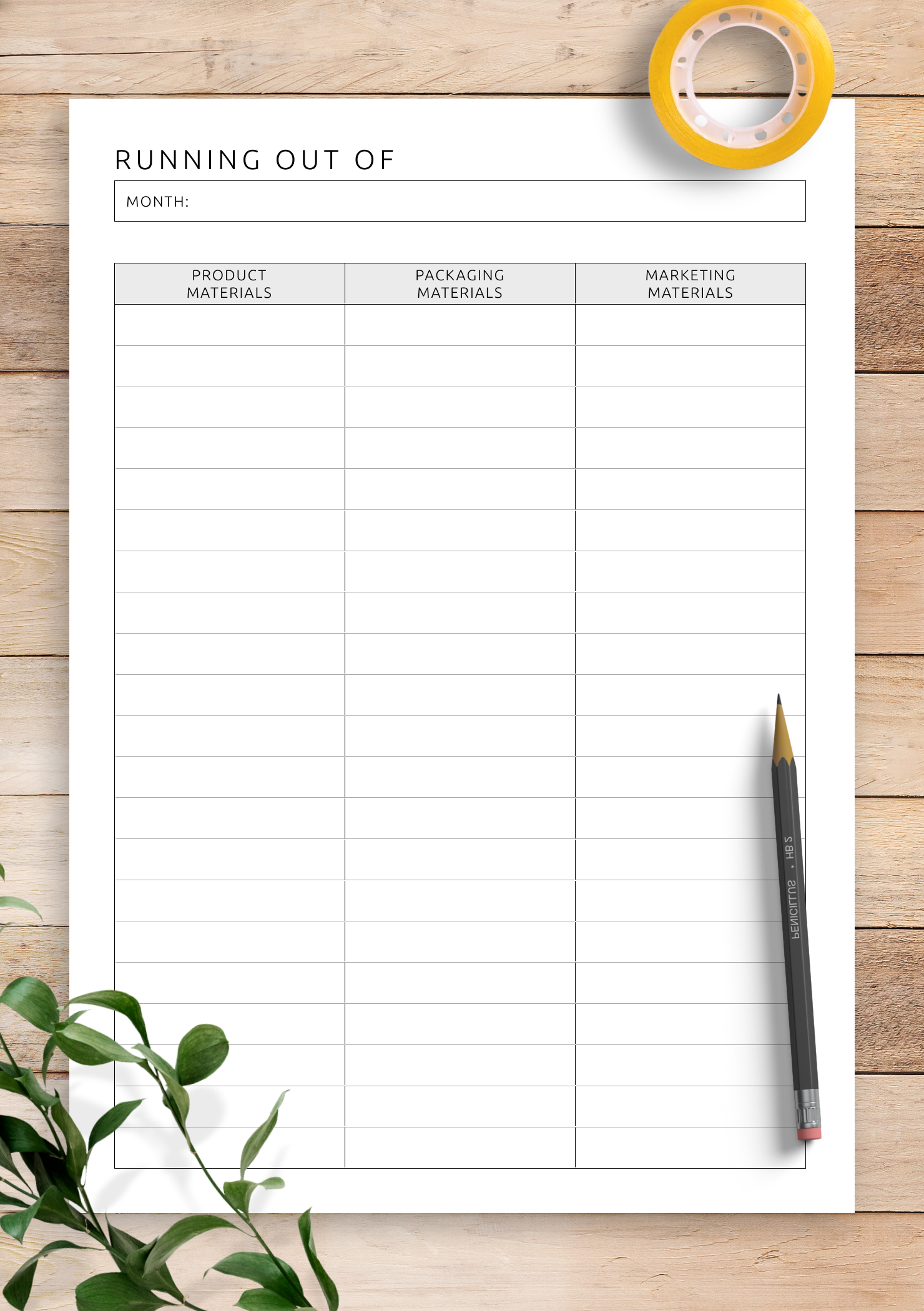 Download Printable Running Out Of Template PDF