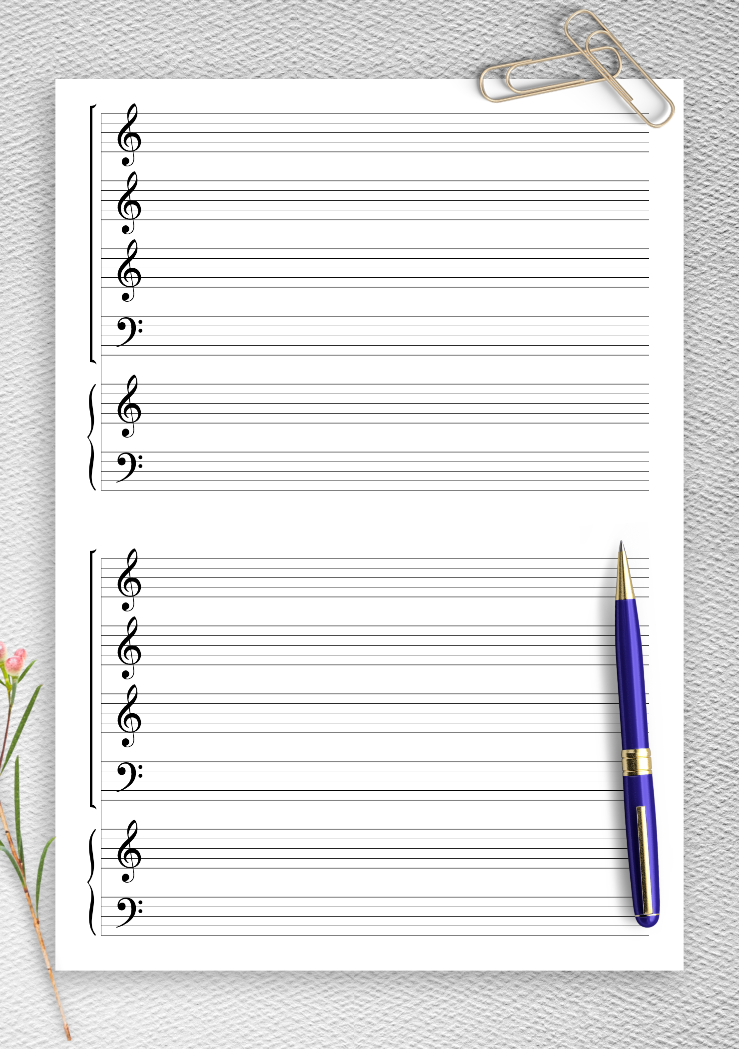 Download SATB + Piano Staff Template – Choral Score Layout (Printable ...