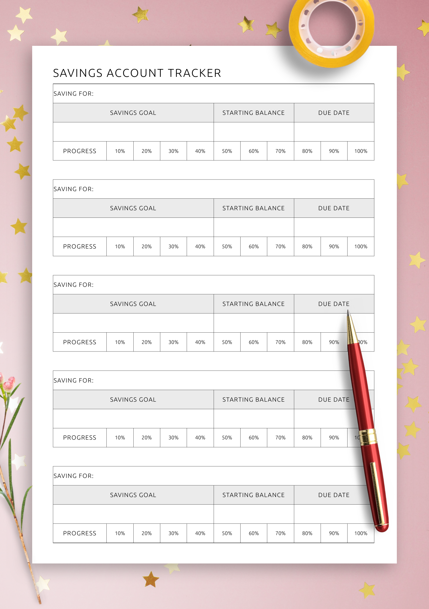 Savings Account Tracker PDF: Get Printable or Digital Template for ...