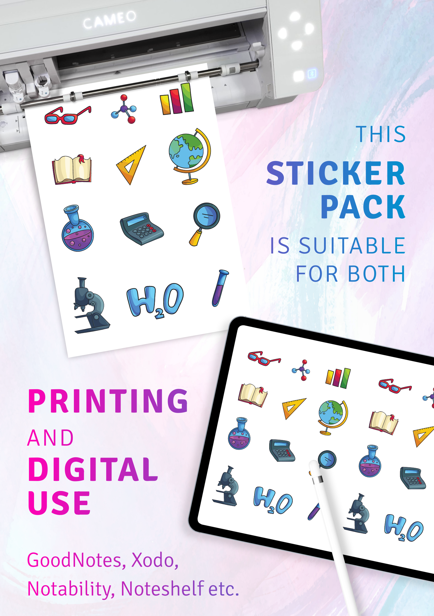 Download Stylish School Sticker Pack PNG