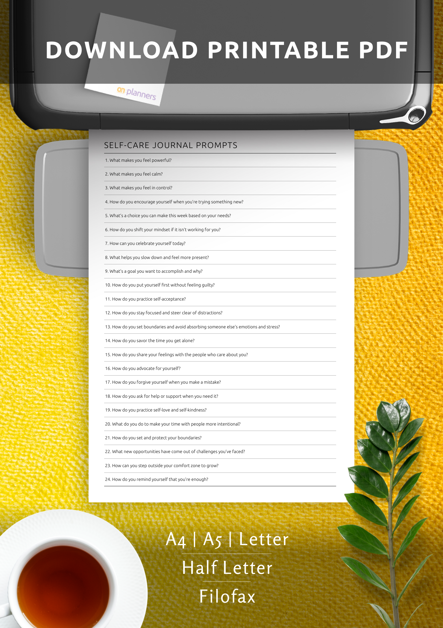 Self-Care Journal Prompts for Mindfulness & Well-Being
