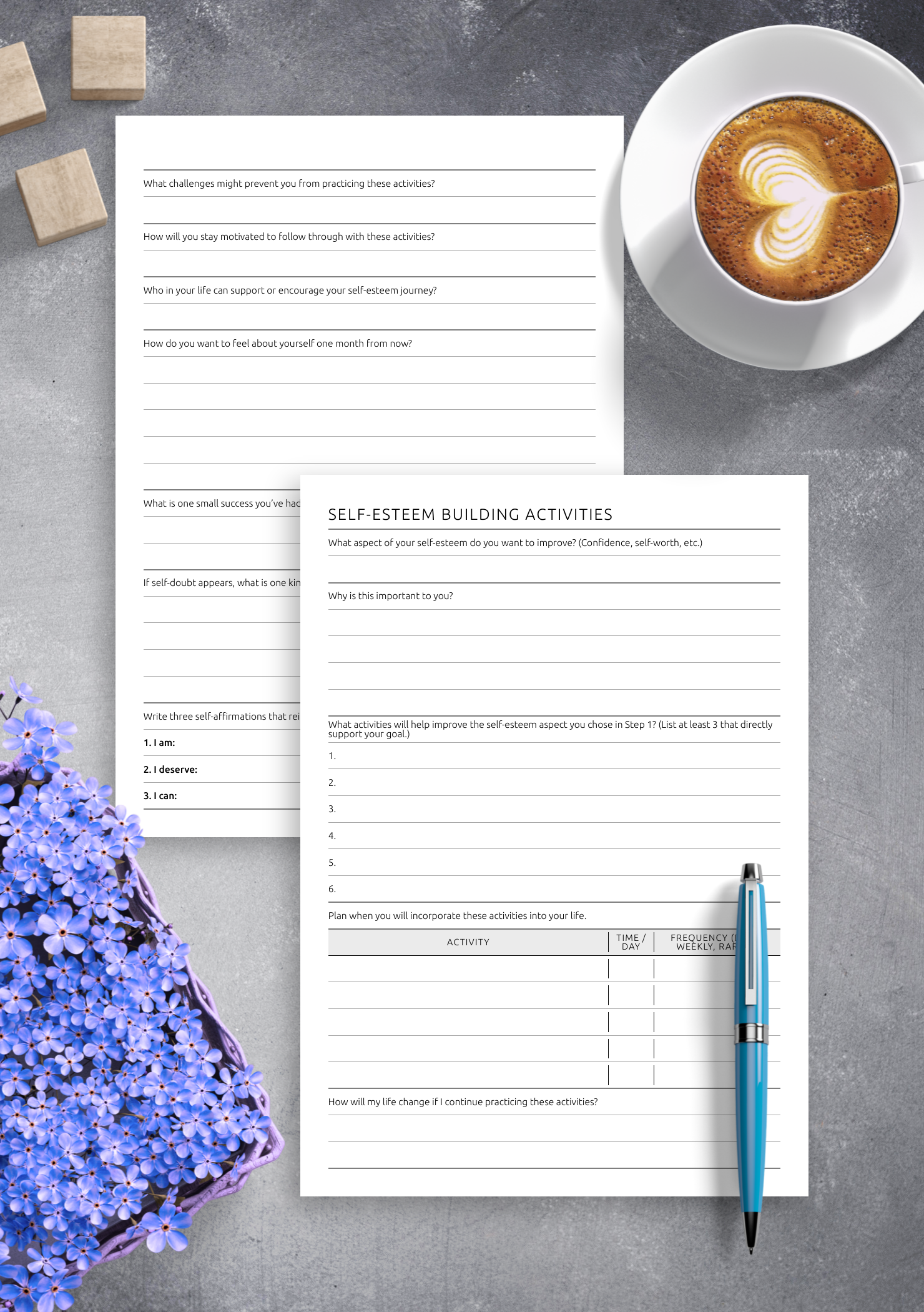 Self-Esteem Activities Worksheet – Build Confidence & Self-Worth