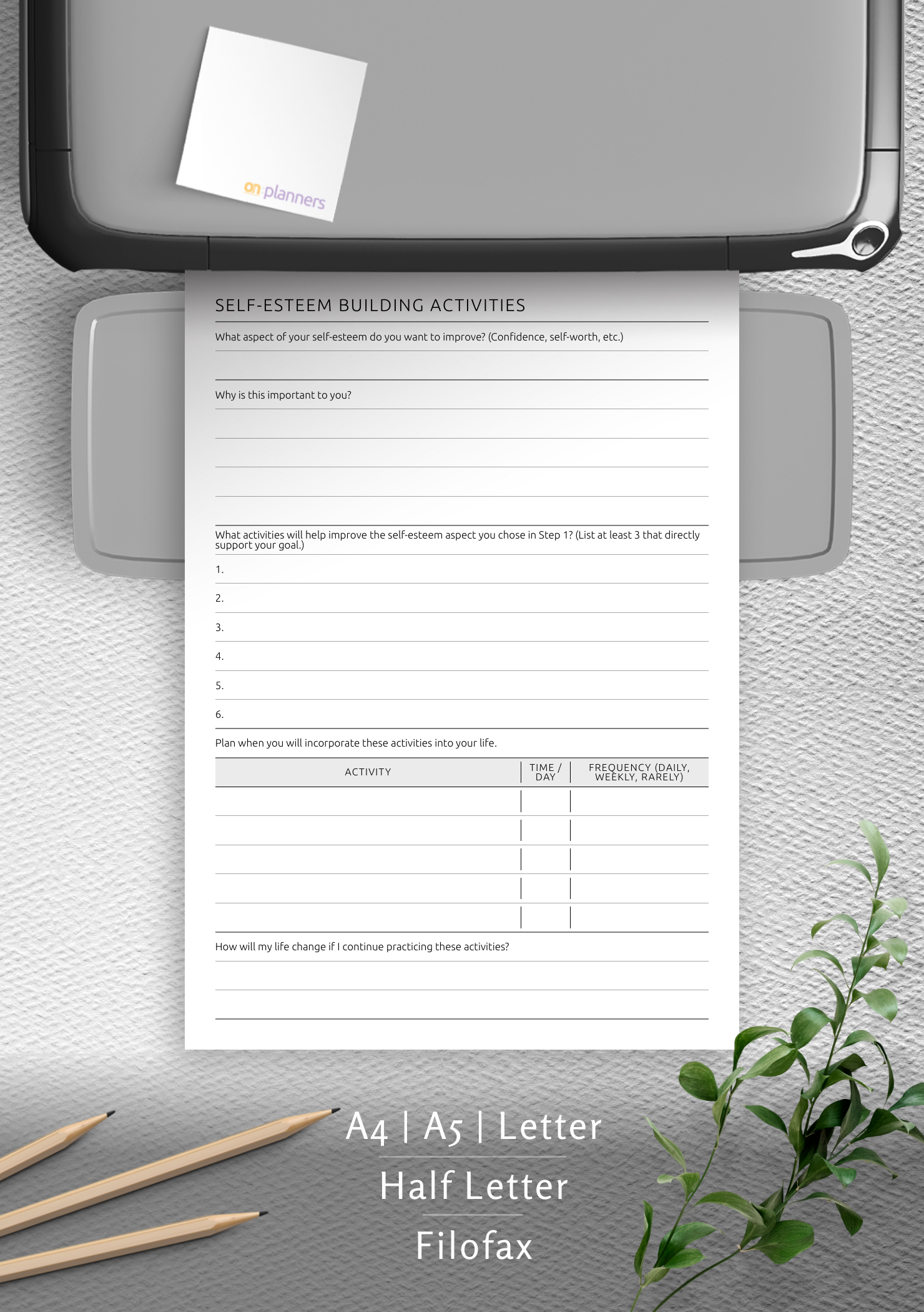 Self-Esteem Activities Worksheet – Build Confidence & Self-Worth