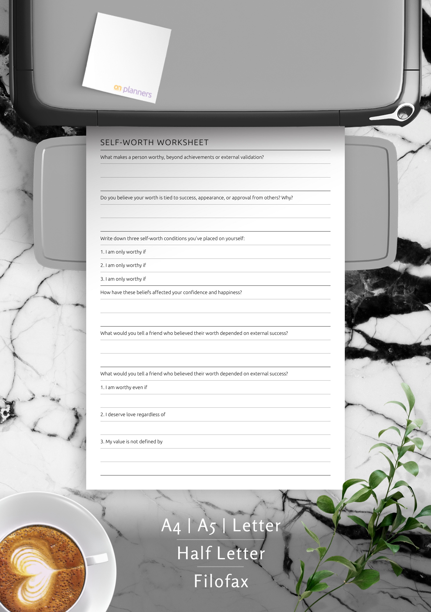 Self-Worth Worksheet – Boost Confidence & Self-Esteem Daily