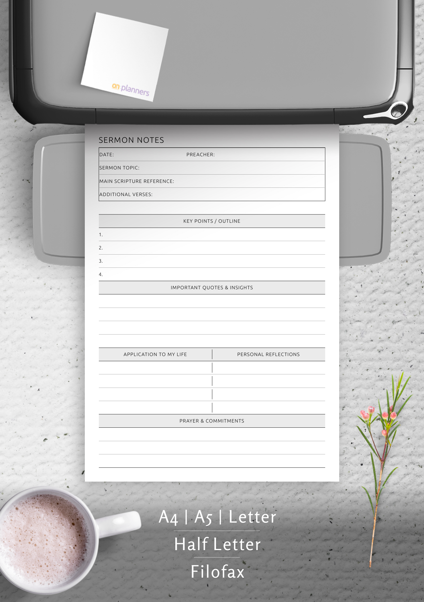 Download Printable Sermon Notes Template Template PDF for Your Bible Study