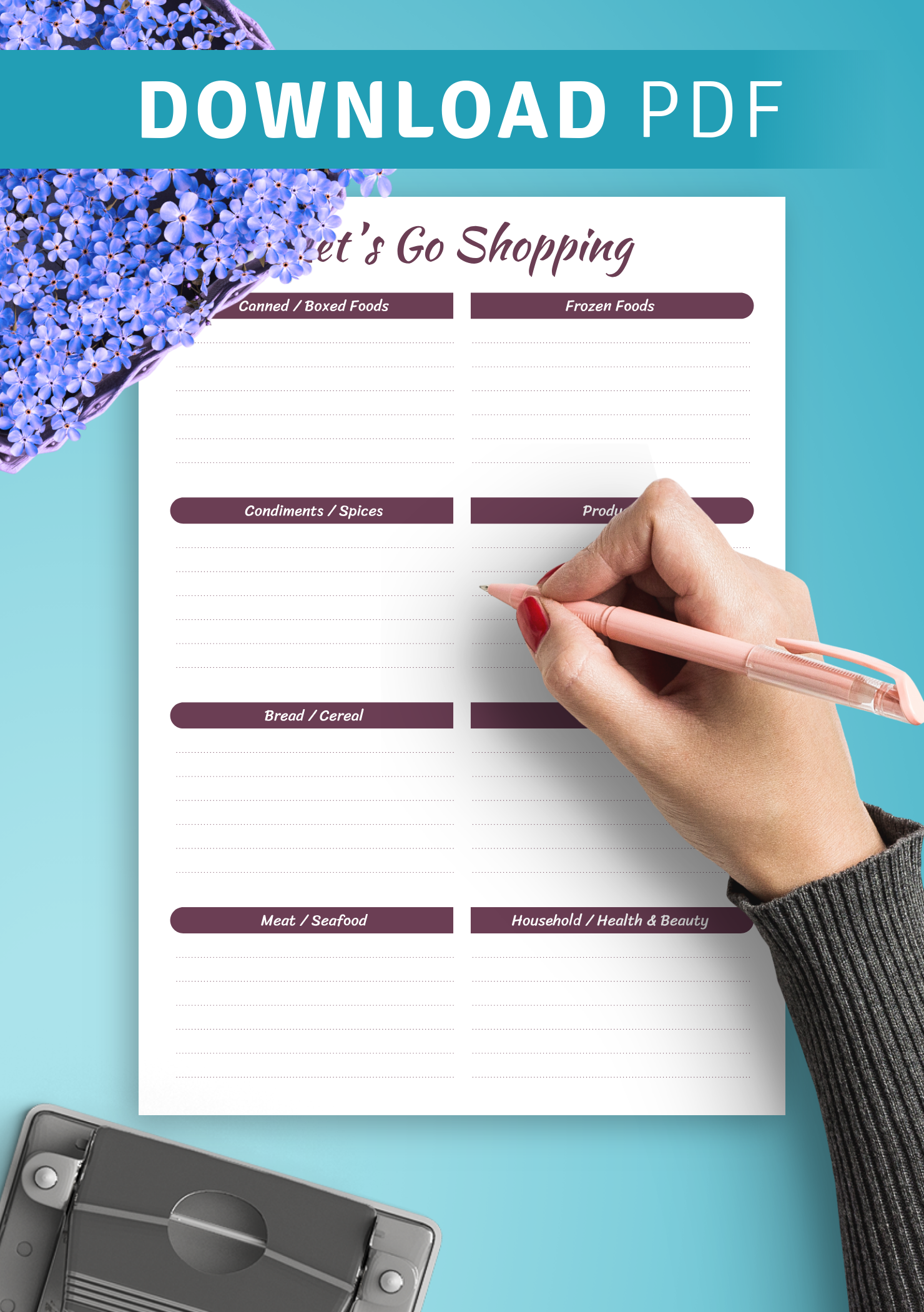 Download Printable Shopping list template PDF
