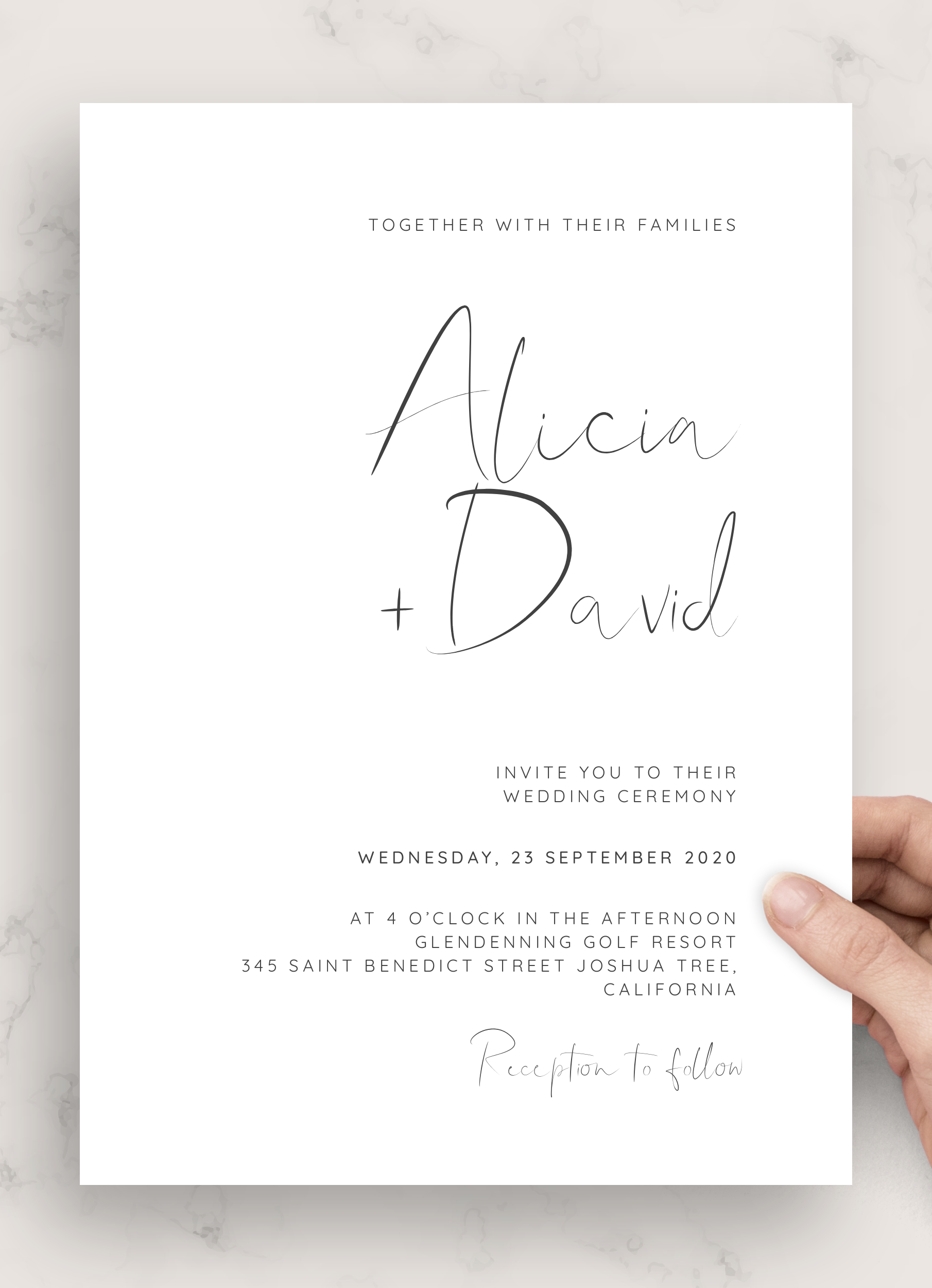 Download Printable Simple Black and White Wedding Invitation PDF