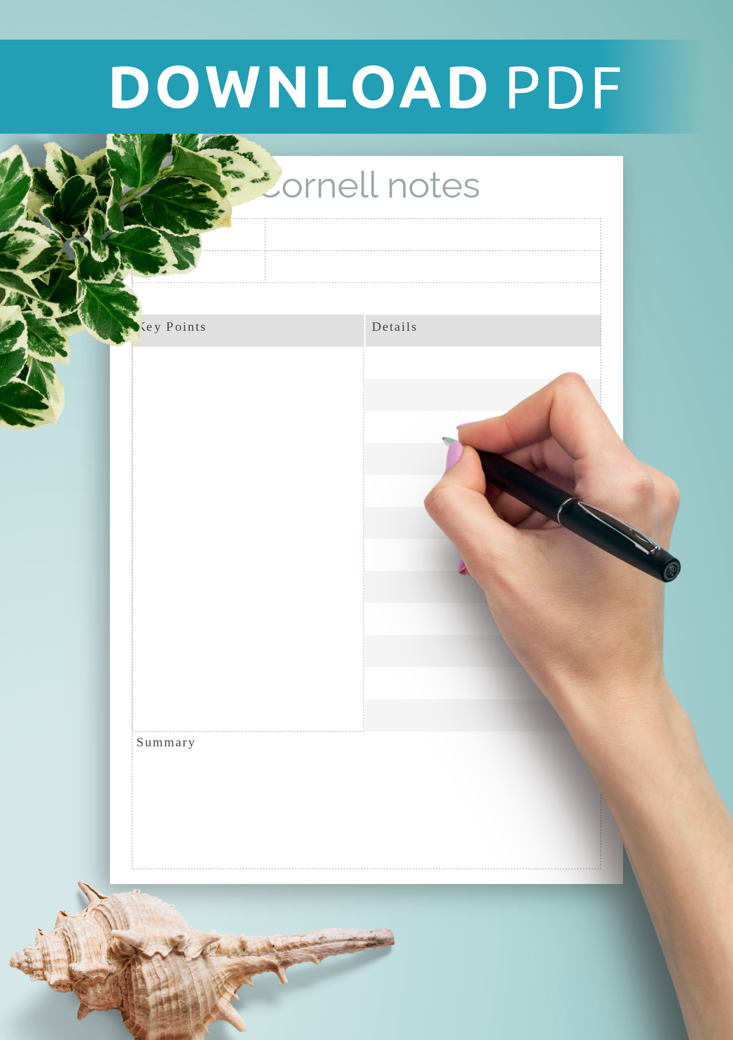 Download Printable Simple Cornell Note-Taking Worksheet PDF