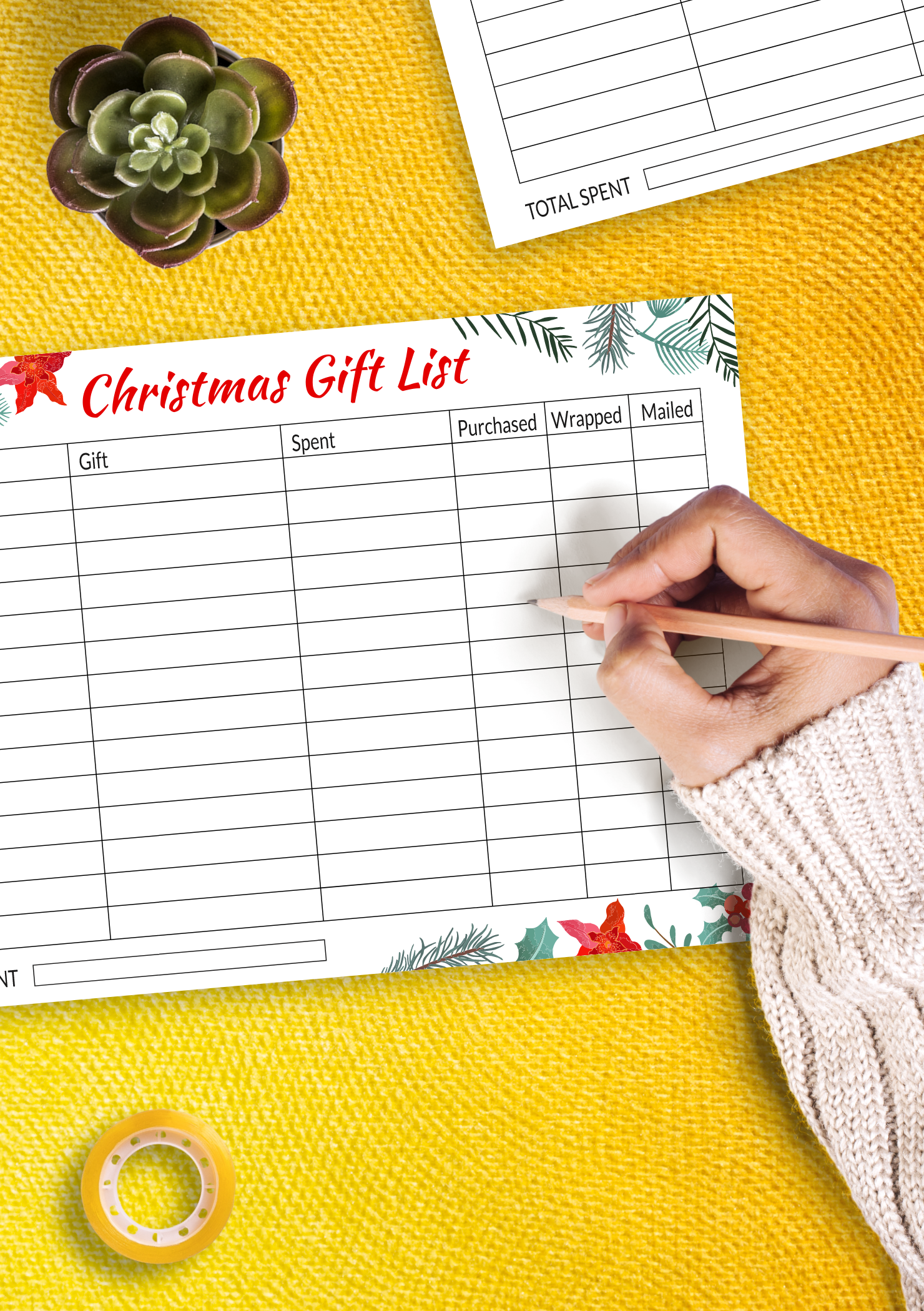 Download Printable Simple Horizontal Christmas Gift List PDF