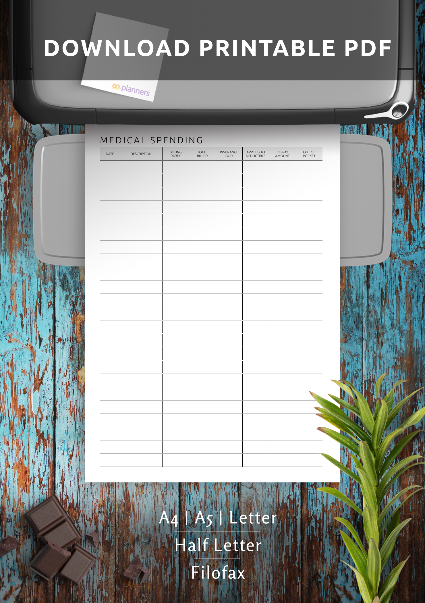 Download Printable Simple Medical Spending Tracker Template PDF