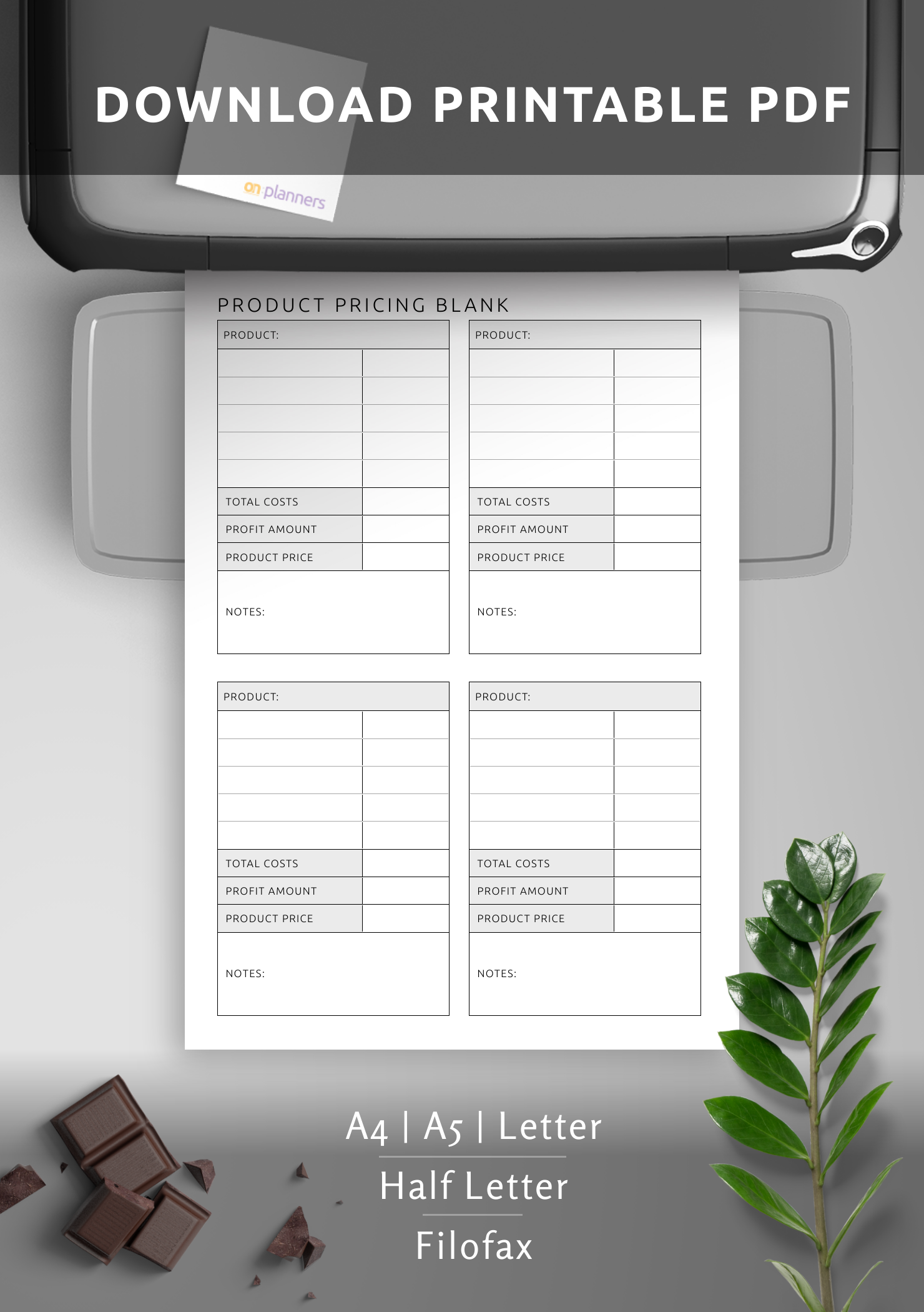 Simple Product Pricing Template – Track Costs & Set Prices