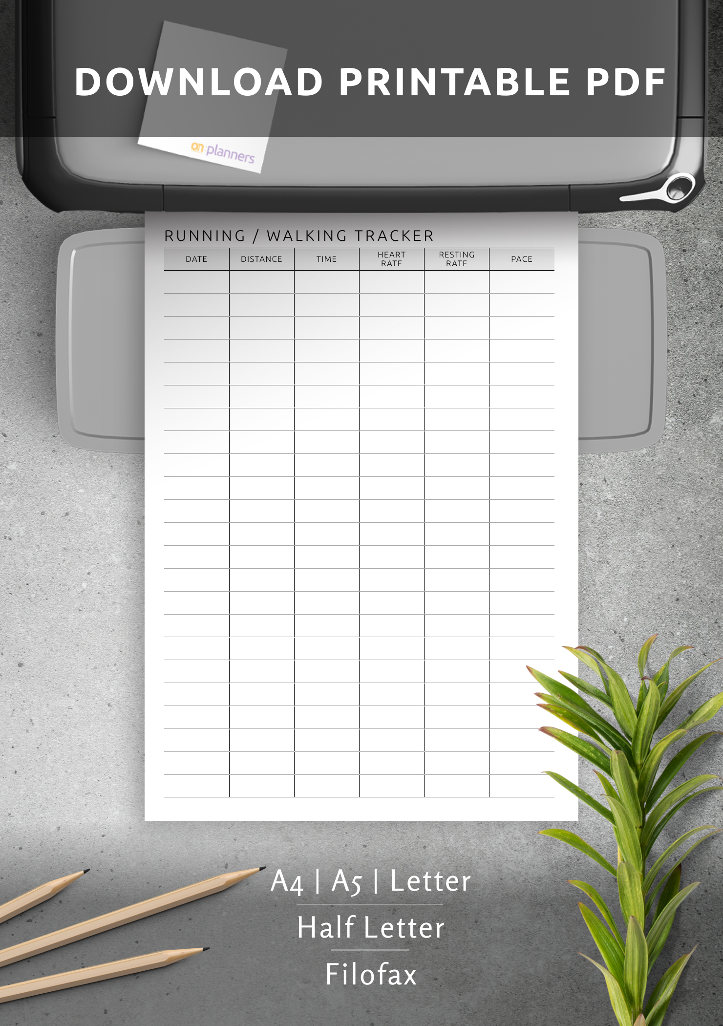 Download Printable Simple Running and Walking Tracker Template PDF