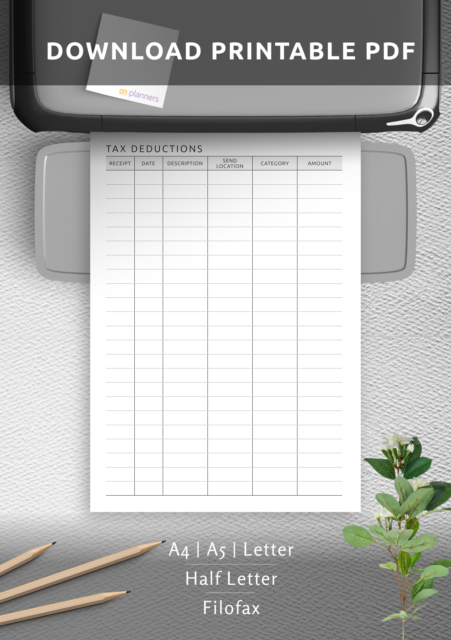 Download Printable Simple Tax Deductions Tracker Template PDF