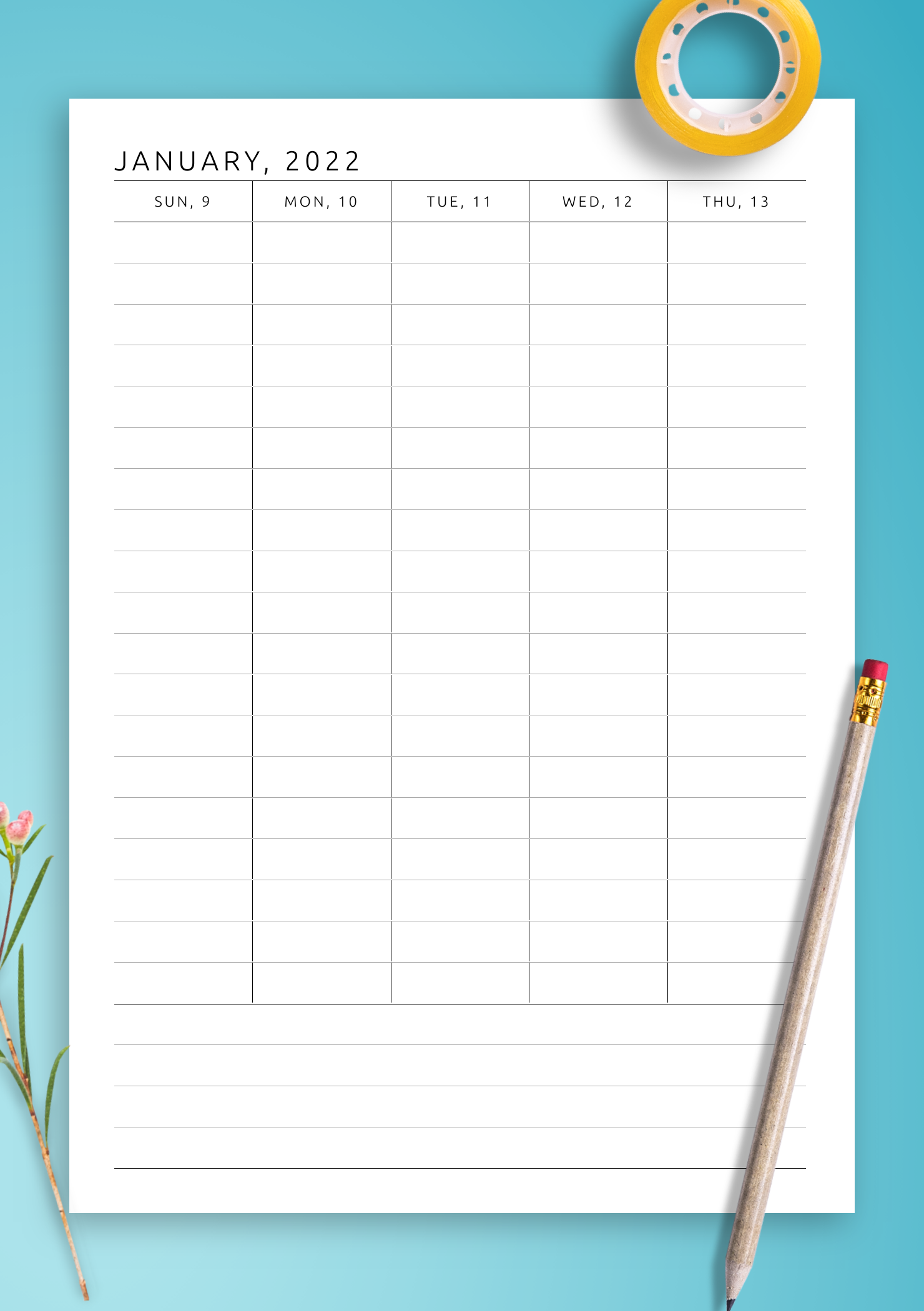 Download Printable Simple Weekly Planner with Notes, To-Do, Goals, Wins ...