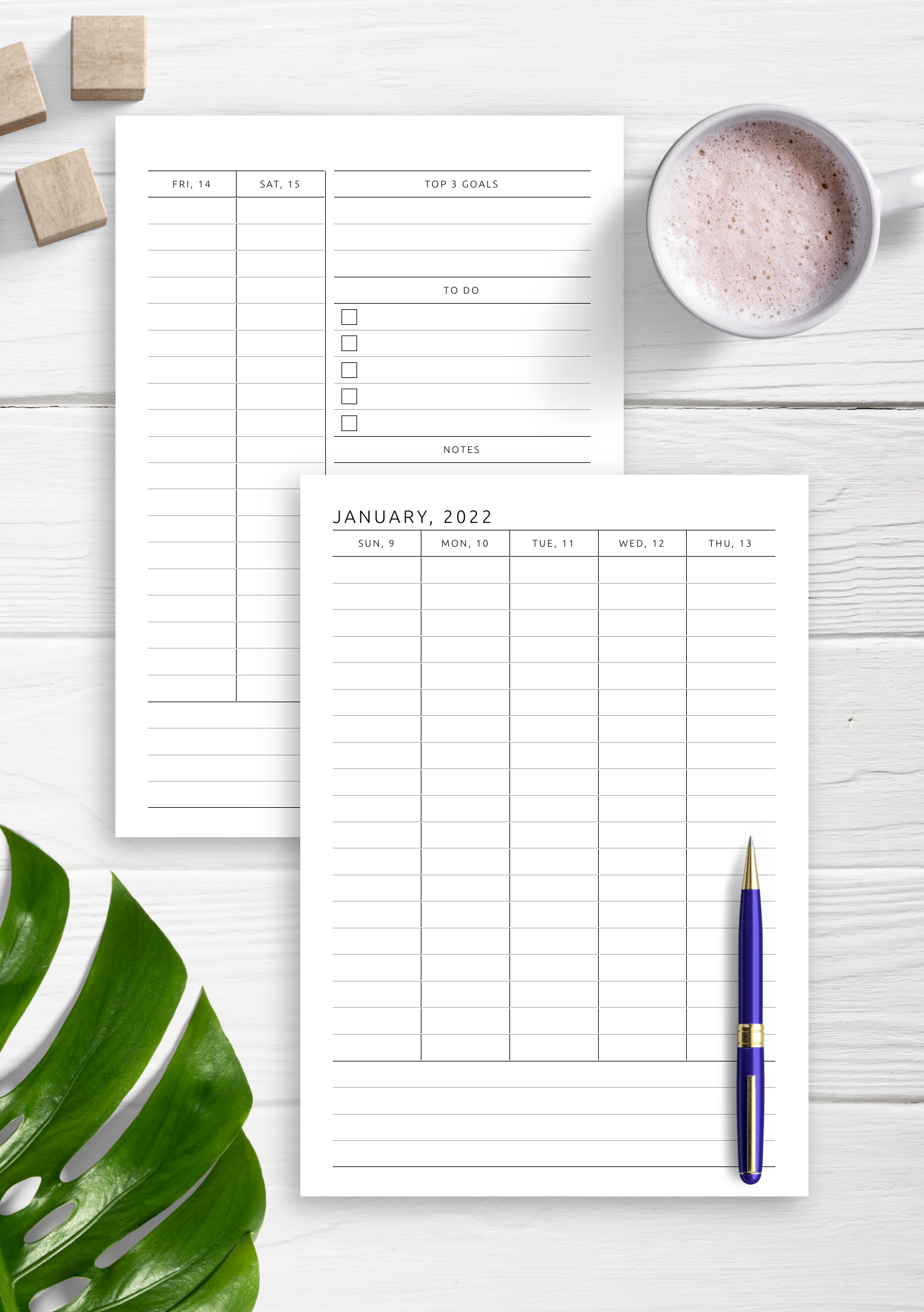 Download Printable Simple Weekly Planner with Notes, To-Do, Goals, Wins ...